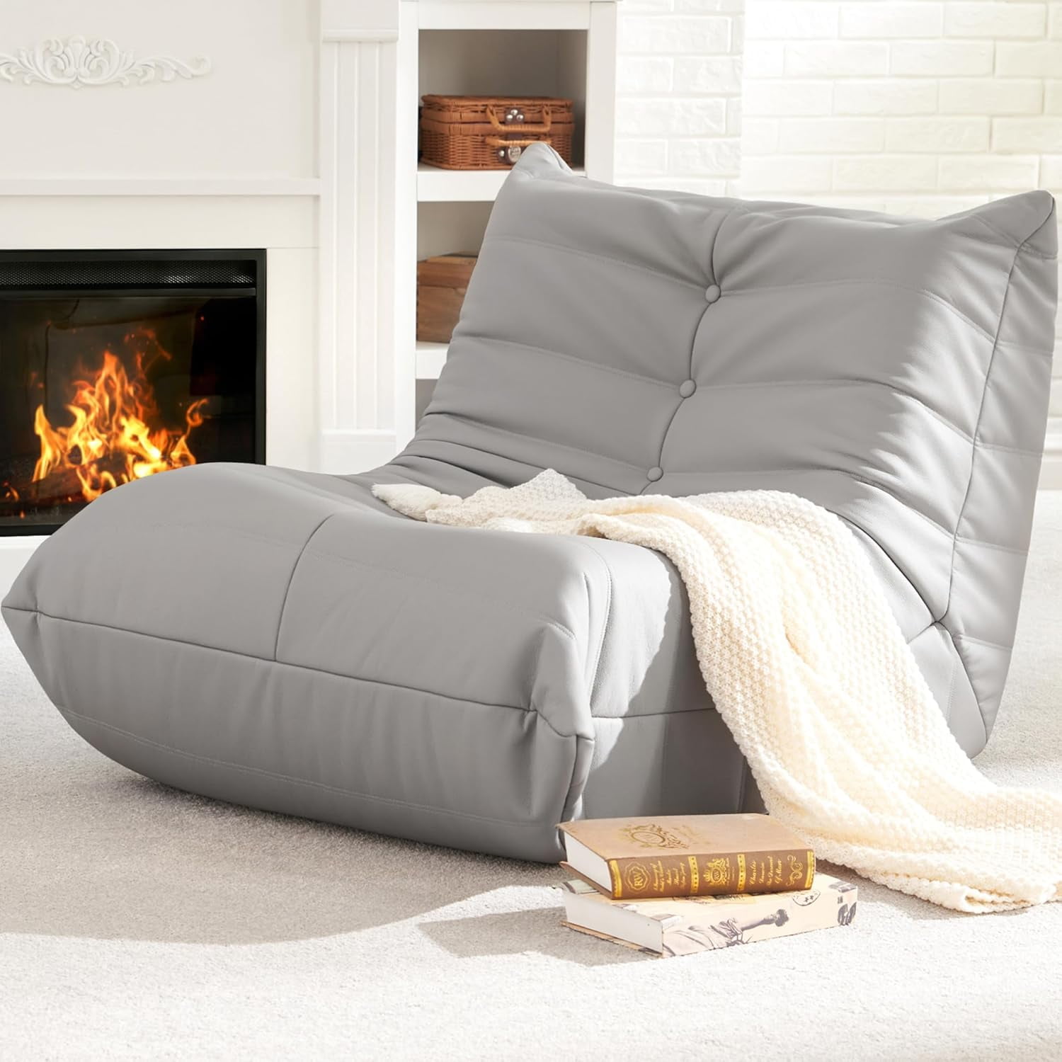 Giant Bean Bag Chair Lazy Floor Sofa, Memory Foam Fireside Sofa for ...
