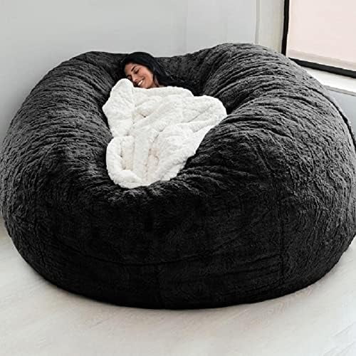 Giant Bean Bag Chair No Filler 7ft Faux Fur Lazy Sofa Cover Large ...