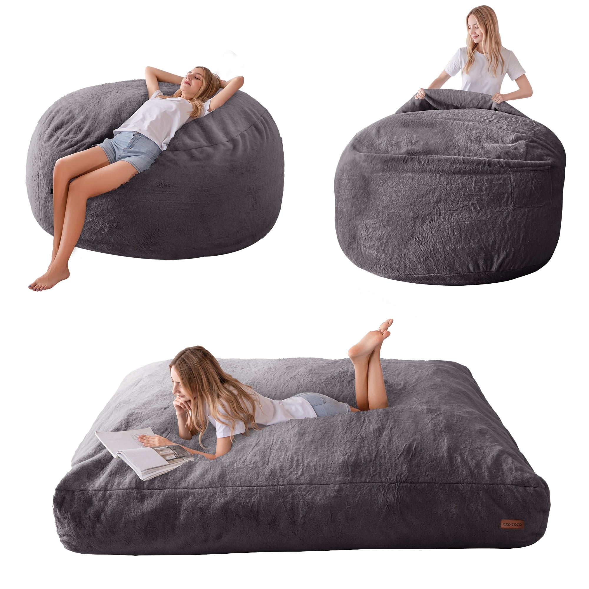 Giant Bean Bag Chairs Bean Bag Bed with Washable Cover Ultra Soft ...