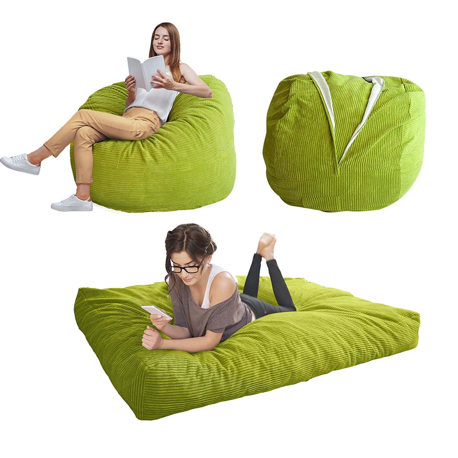 Giant Bean Bag Chairs Bean Bag Bed With Washable Cover Ultra Soft Convertible Bean Bag From