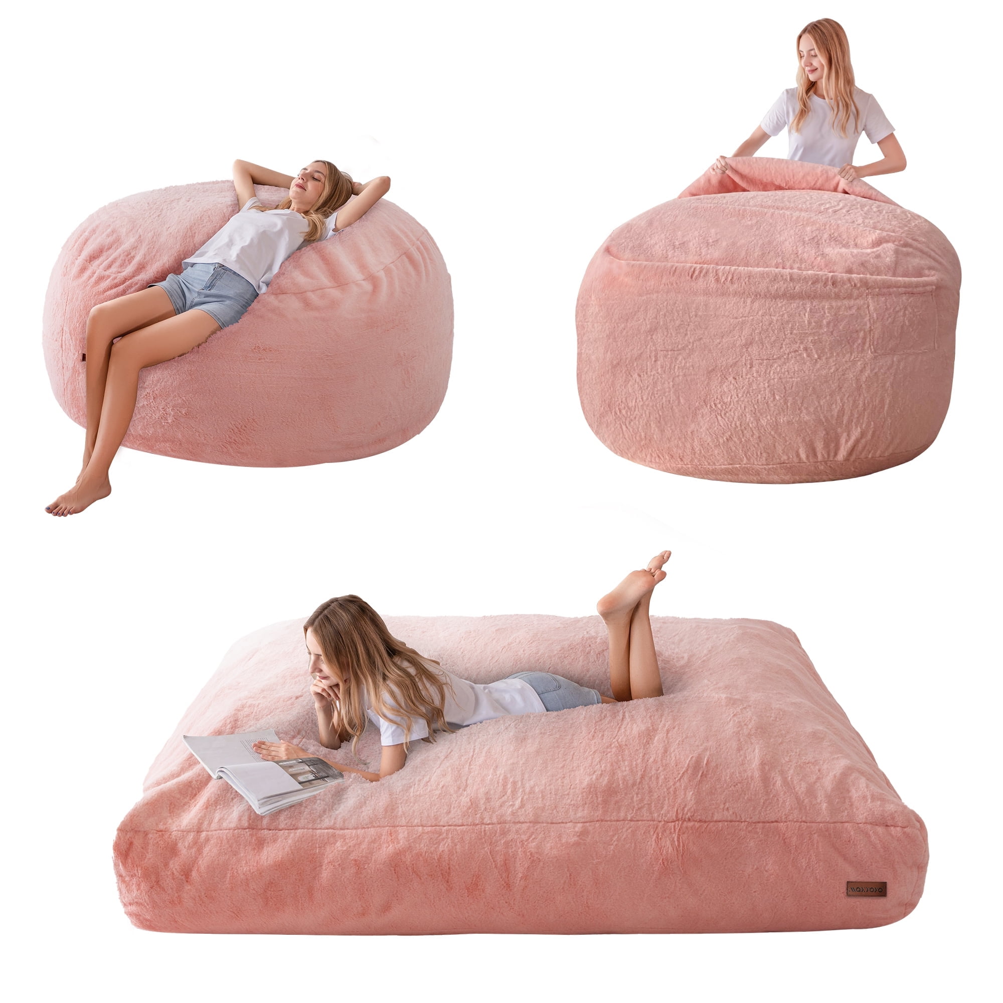Giant Bean Bag Chairs Bean Bag Bed With Washable Cover Ultra Soft Convertible Bean Bag From