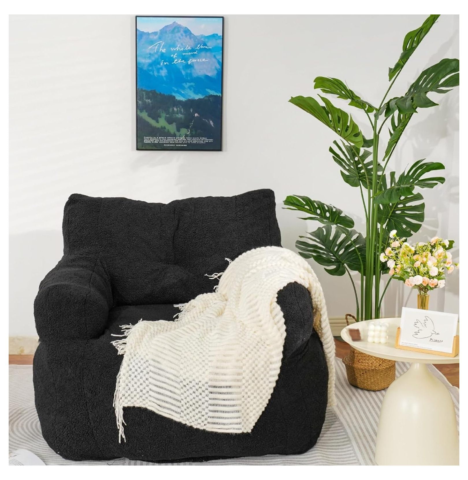 Giant Beanbag Chair, Huge Fluffy Faux Fur Bean Bag Lazy Sofa with ...