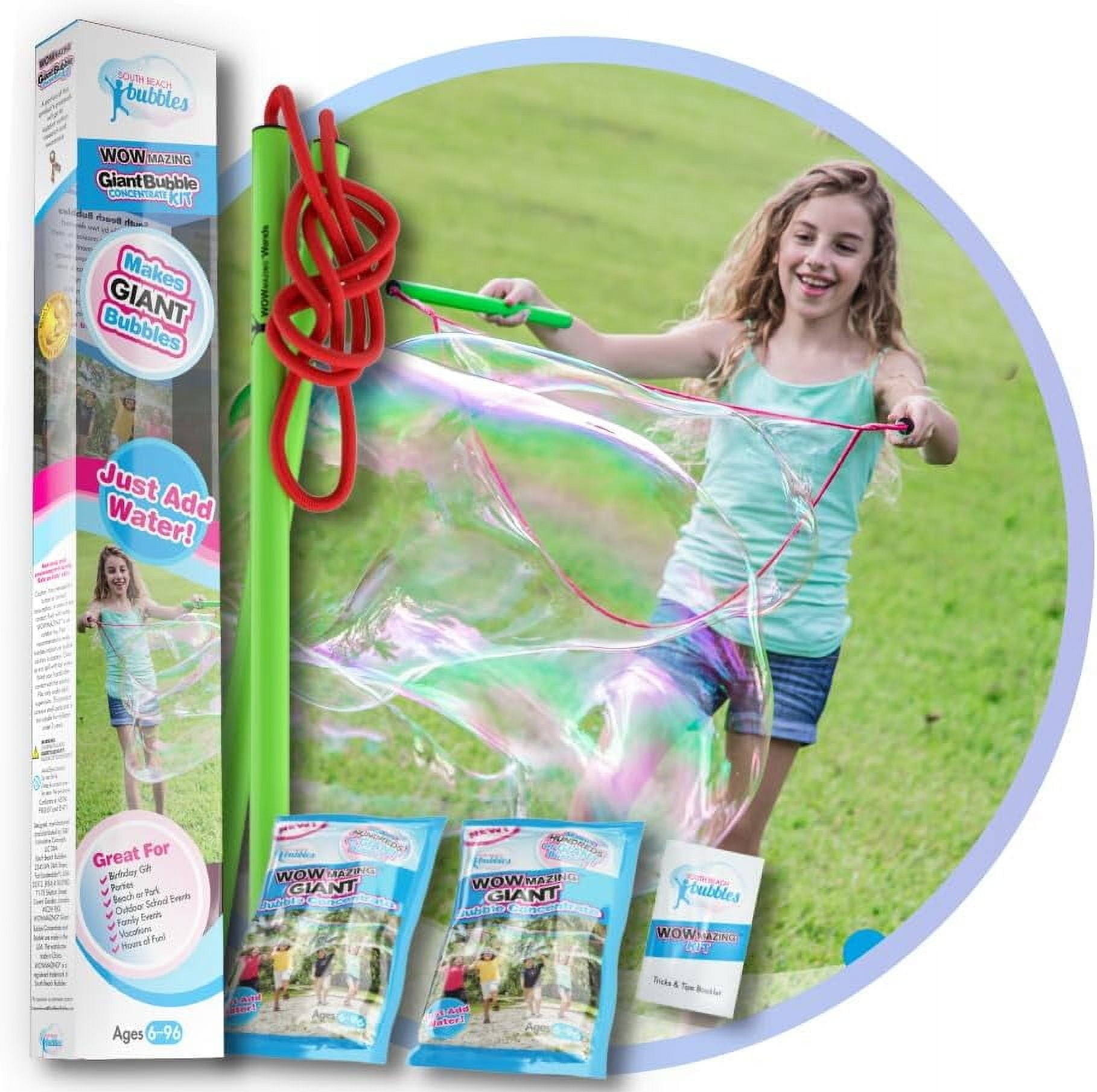 Giant Bubble Wands Kit: (4-Piece Set) | Incl. Wand, Big Bubble Concentrate and Tips & Trick ...