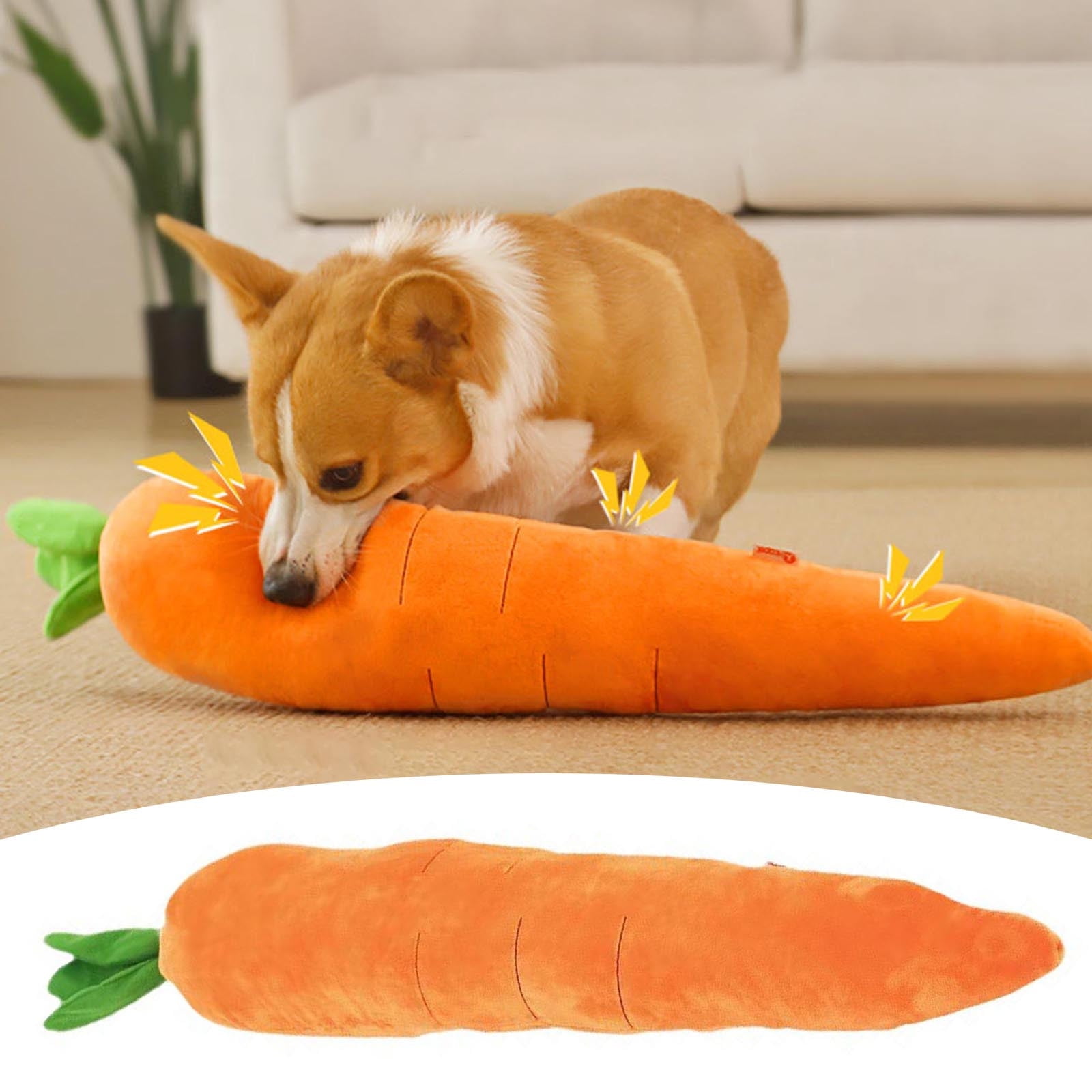 Giant Carrot Dog Toy, Dog Calming Carrot, Sturdy Plush Multi-squeaks ...