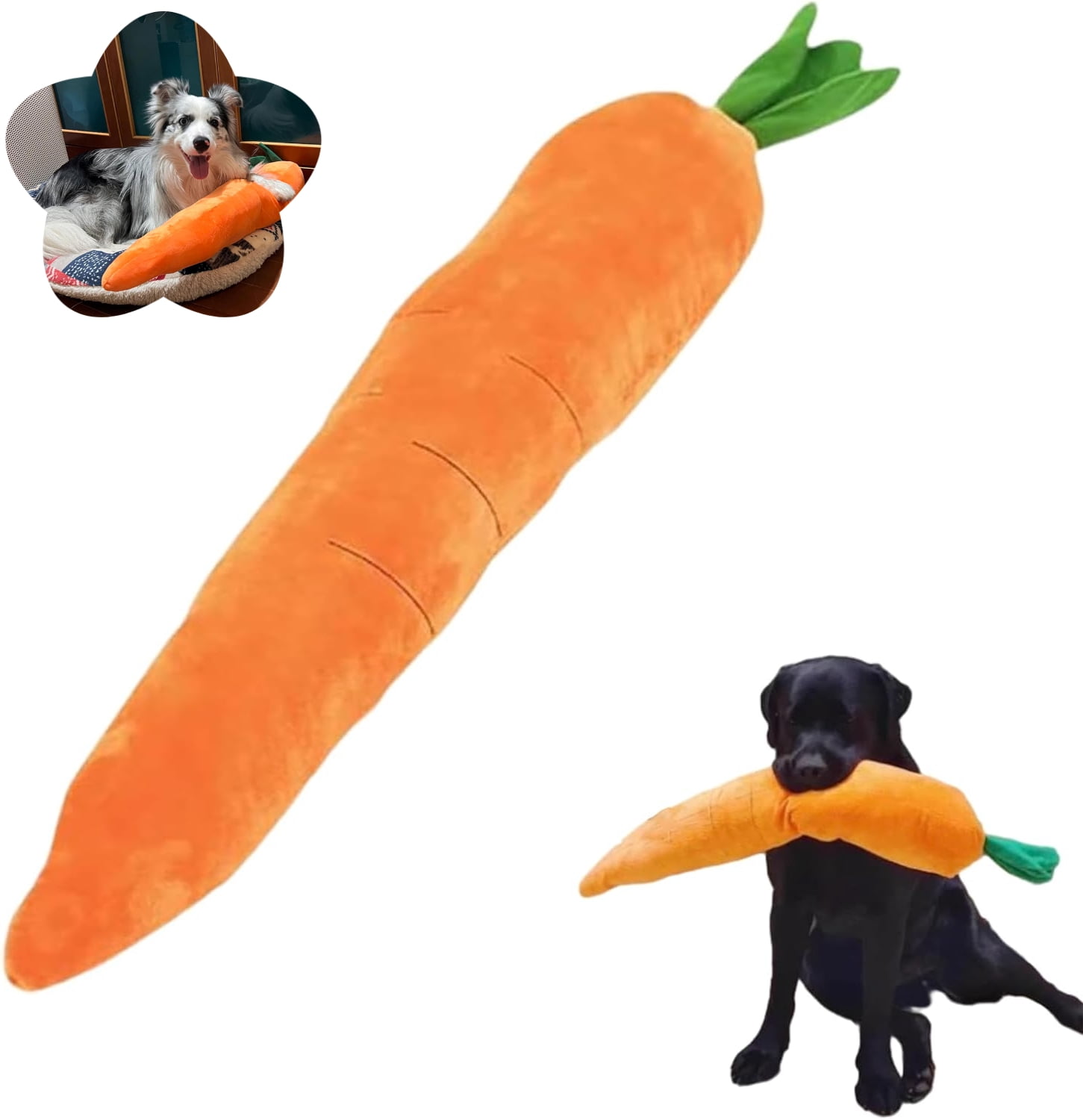 Giant Carrot Dog Toy, The Mellow Dog Calming Carrot, Sturdy Plush Multi ...