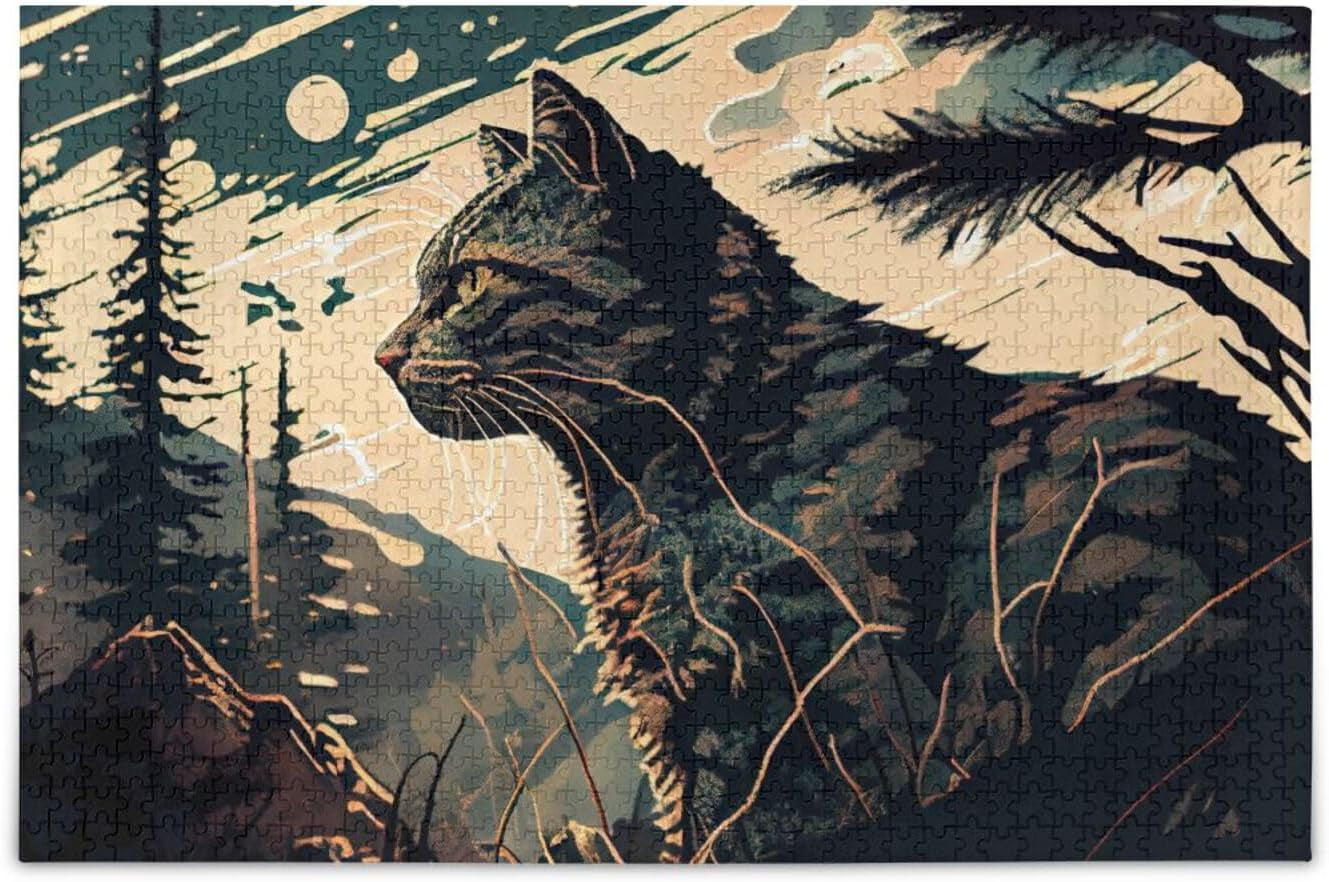 Giant Cat Forest Jigsaw Puzzle 1000 Pieces, Zigsaw Puzzles with Storage ...