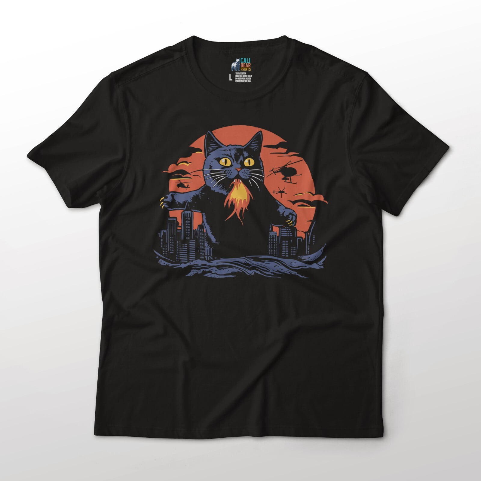 Giant Cat Monster Art Retro Style Aesthetic Graphic T-Shirt - Walmart.com