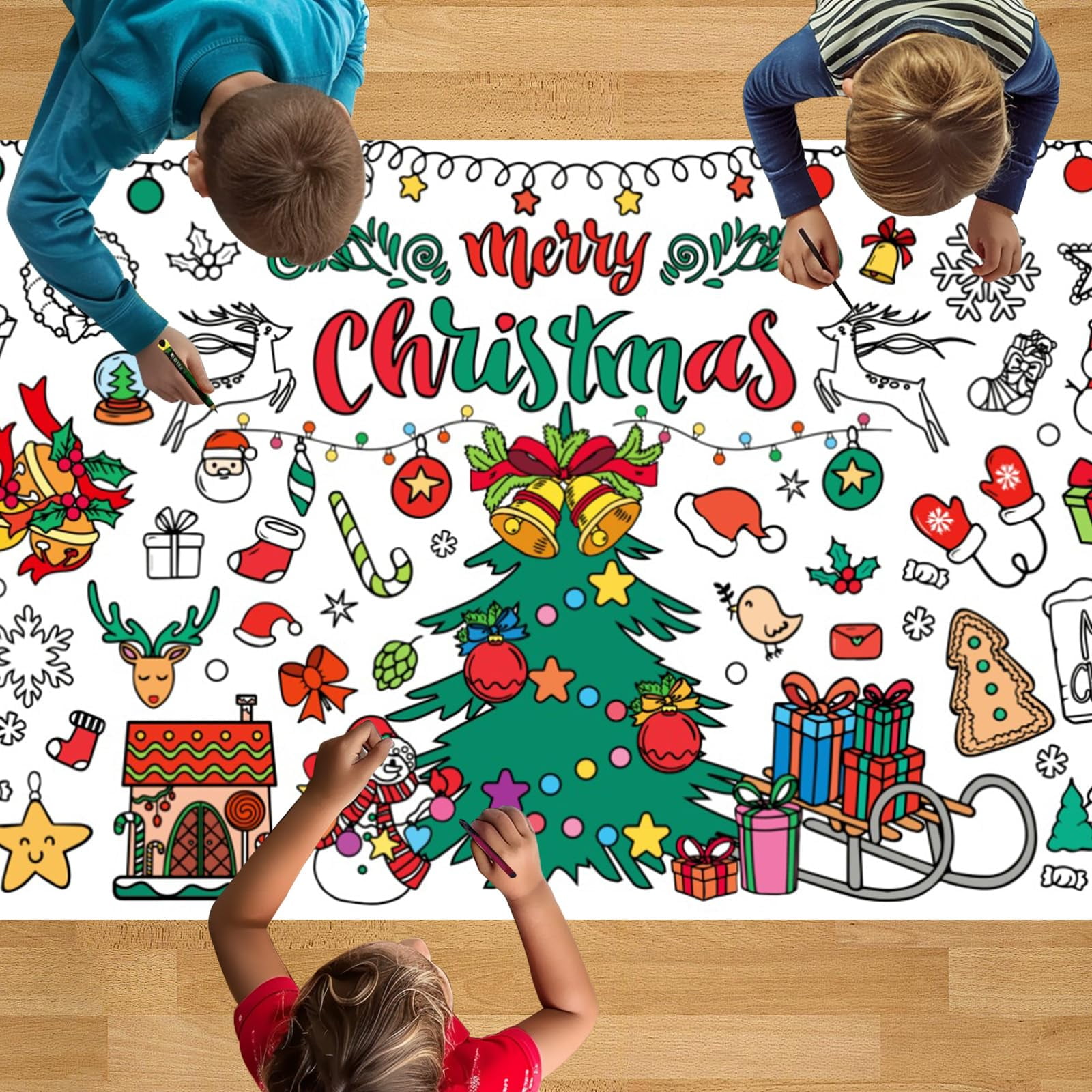 Giant Christmas Coloring Poster for Kids - 30 x 72 Inches Jumbo Xmas ...