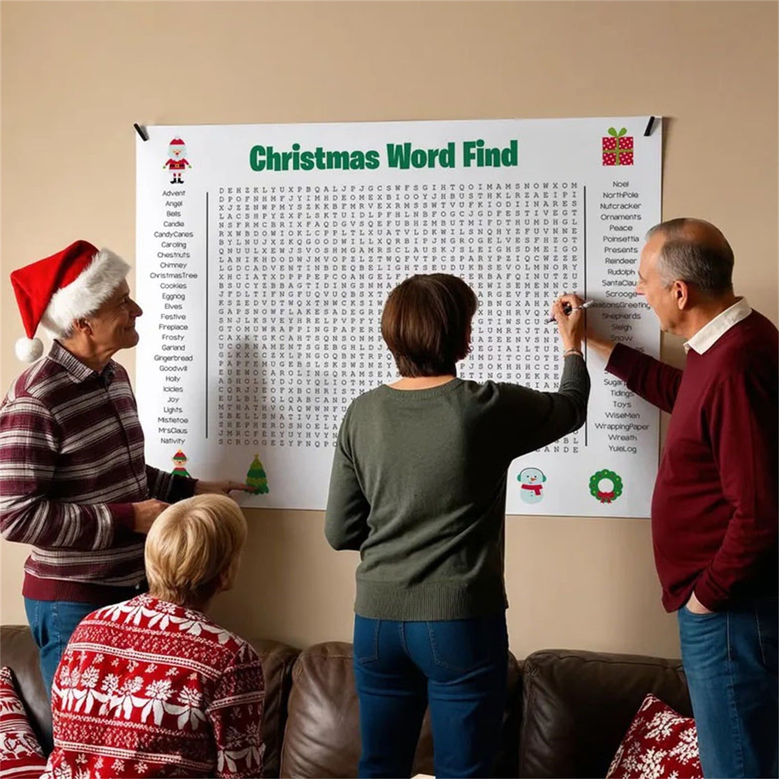 Giant Christmas Word Search Poster – 3ft x 2ft Holiday Game for Family ...