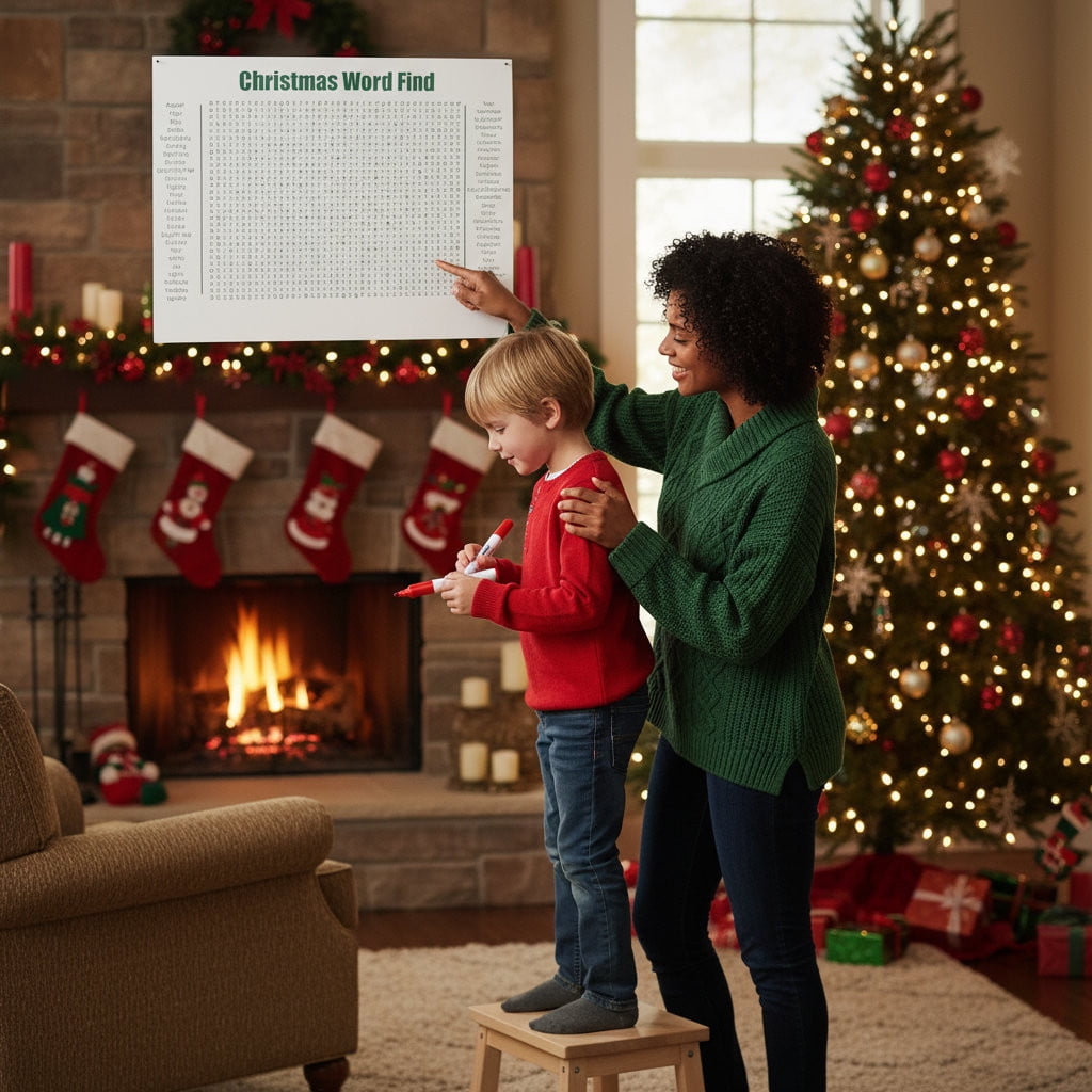 Giant Christmas Word Search Puzzle Poster - Family Thanksgiving/Holiday ...