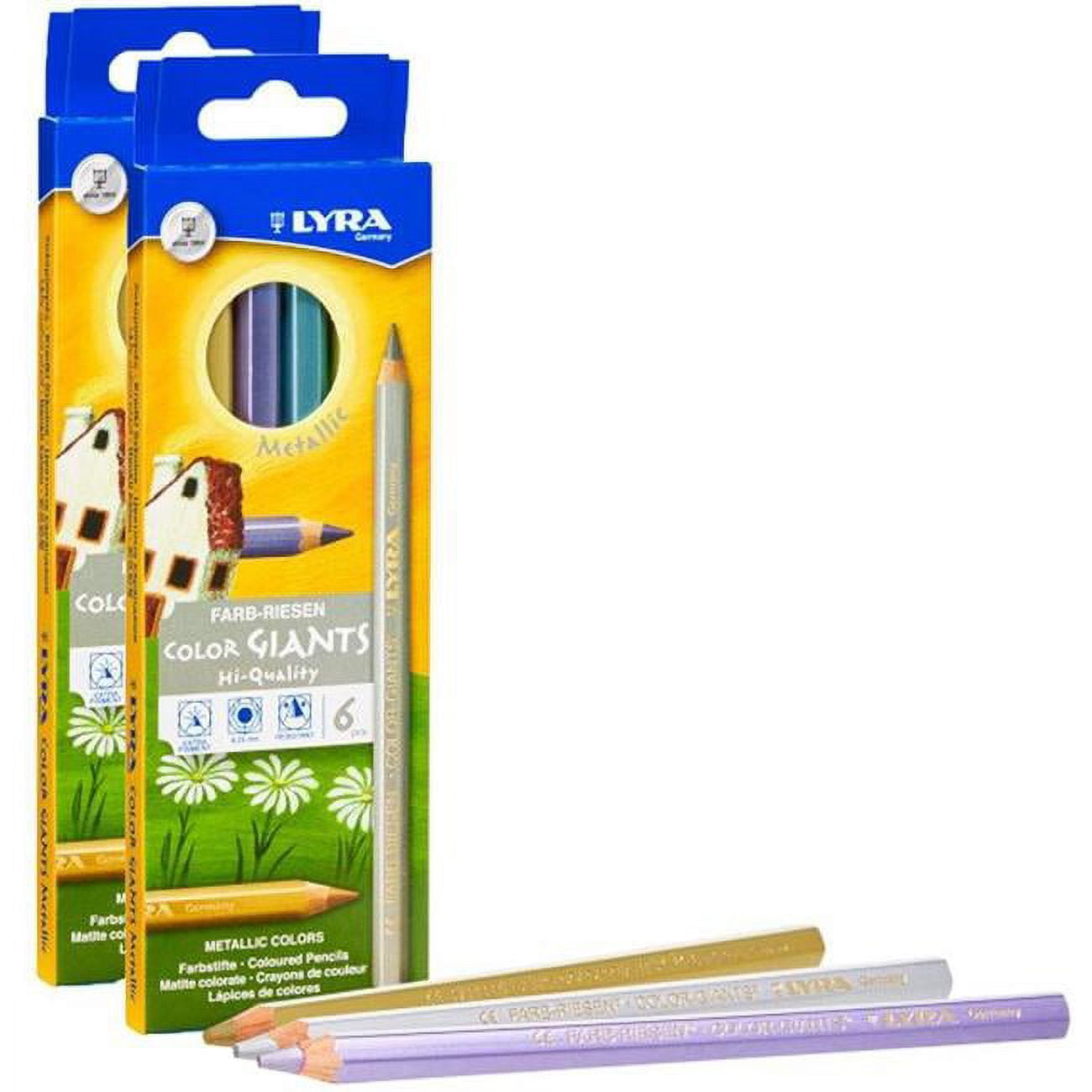 Giant Colored Pencils, Metallic, 6.25mm, Lacquered, 6 per Box, 2 Boxes ...