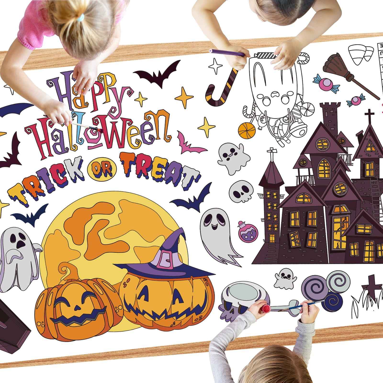 Giant Coloring Poster, DIY Coloring Tablecloth Painting Kit, 31X72 Inch ...