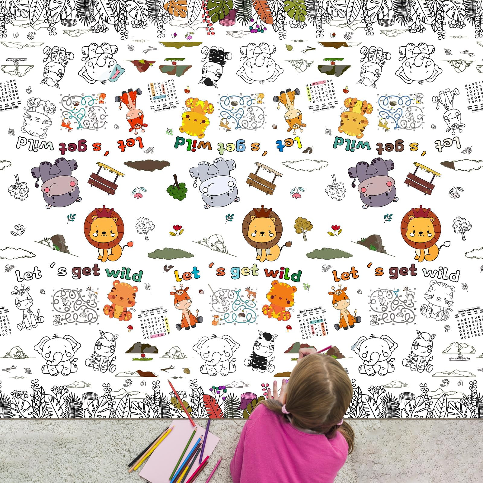 Giant Coloring Poster for Kids - 47x70 Inch Large Coloring Table Cloth ...