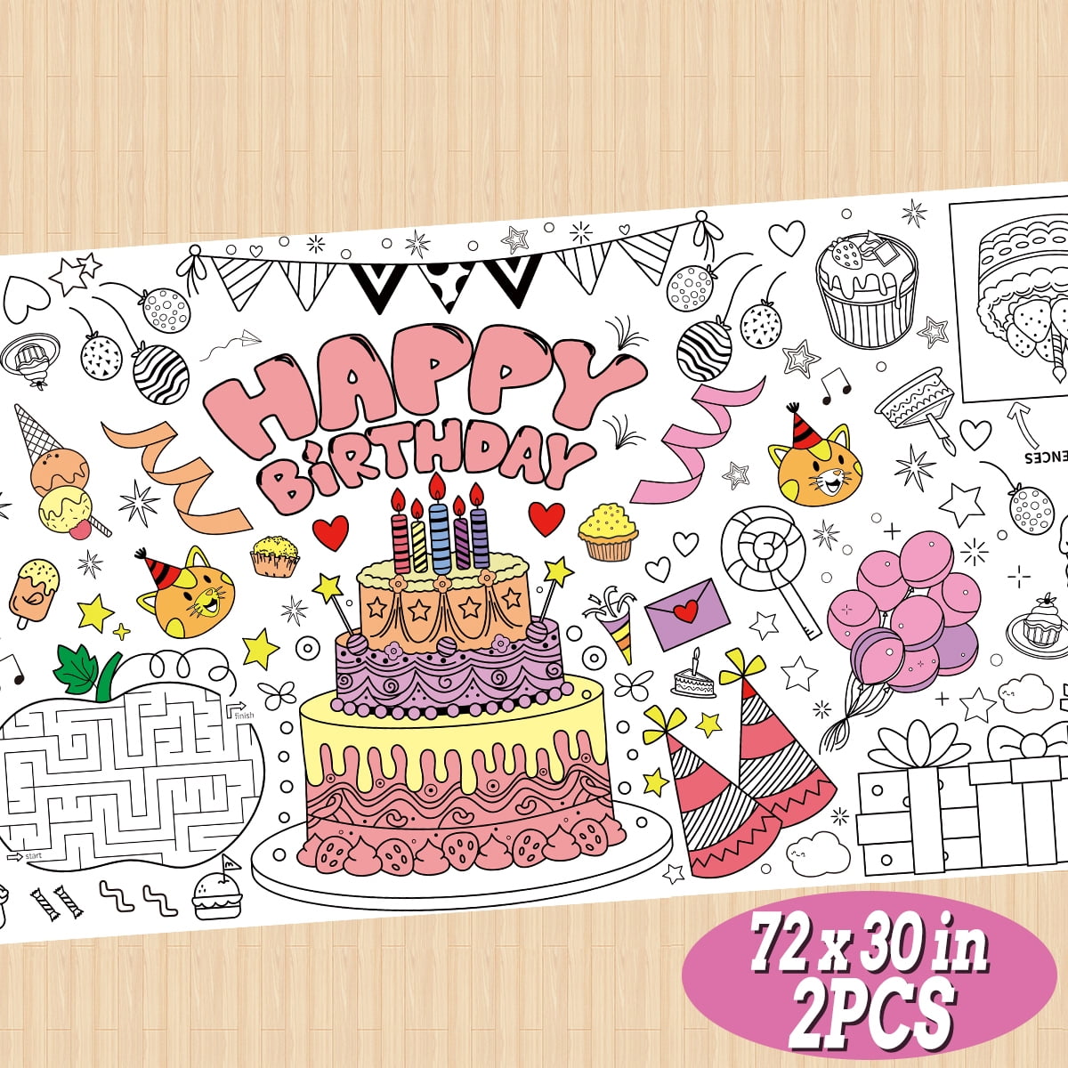 Giant Coloring Poster 30 x 72 Inch Cake Large Coloring Poster ...