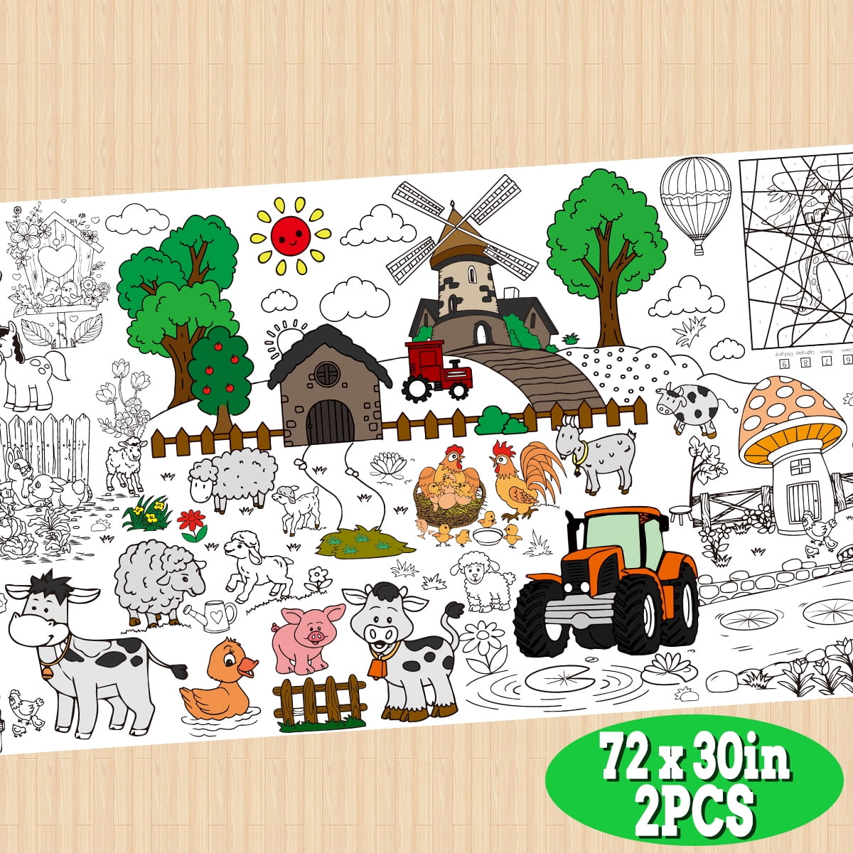 Giant Coloring Poster 30 x 72 Inch Farm Large Coloring Poster ...