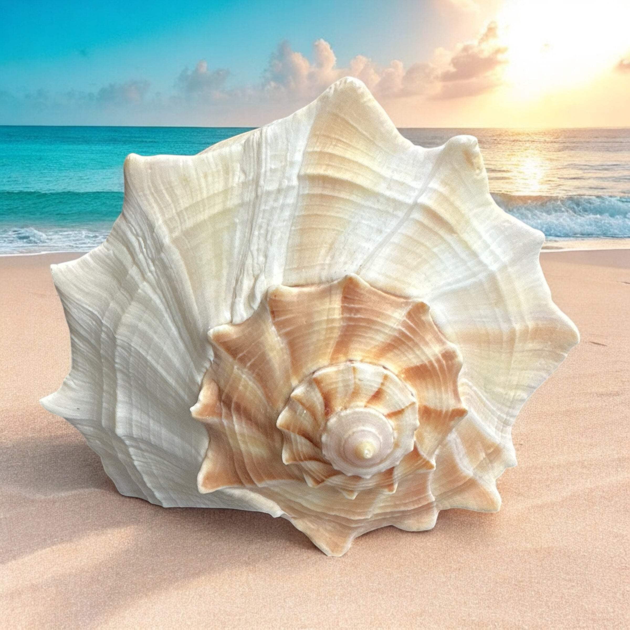 Giant Conch Seashell White Brown Pattern Rare Big Large Ocean Sea Shell ...