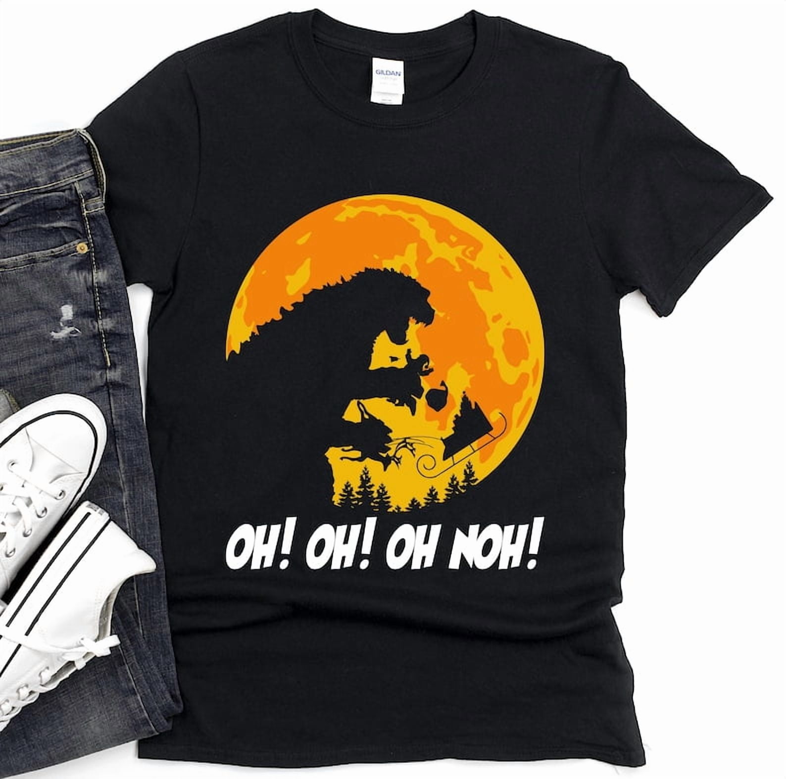 Giant Creature Moon Silhouette Graphic with Sleigh Scene and Oh Oh Oh ...