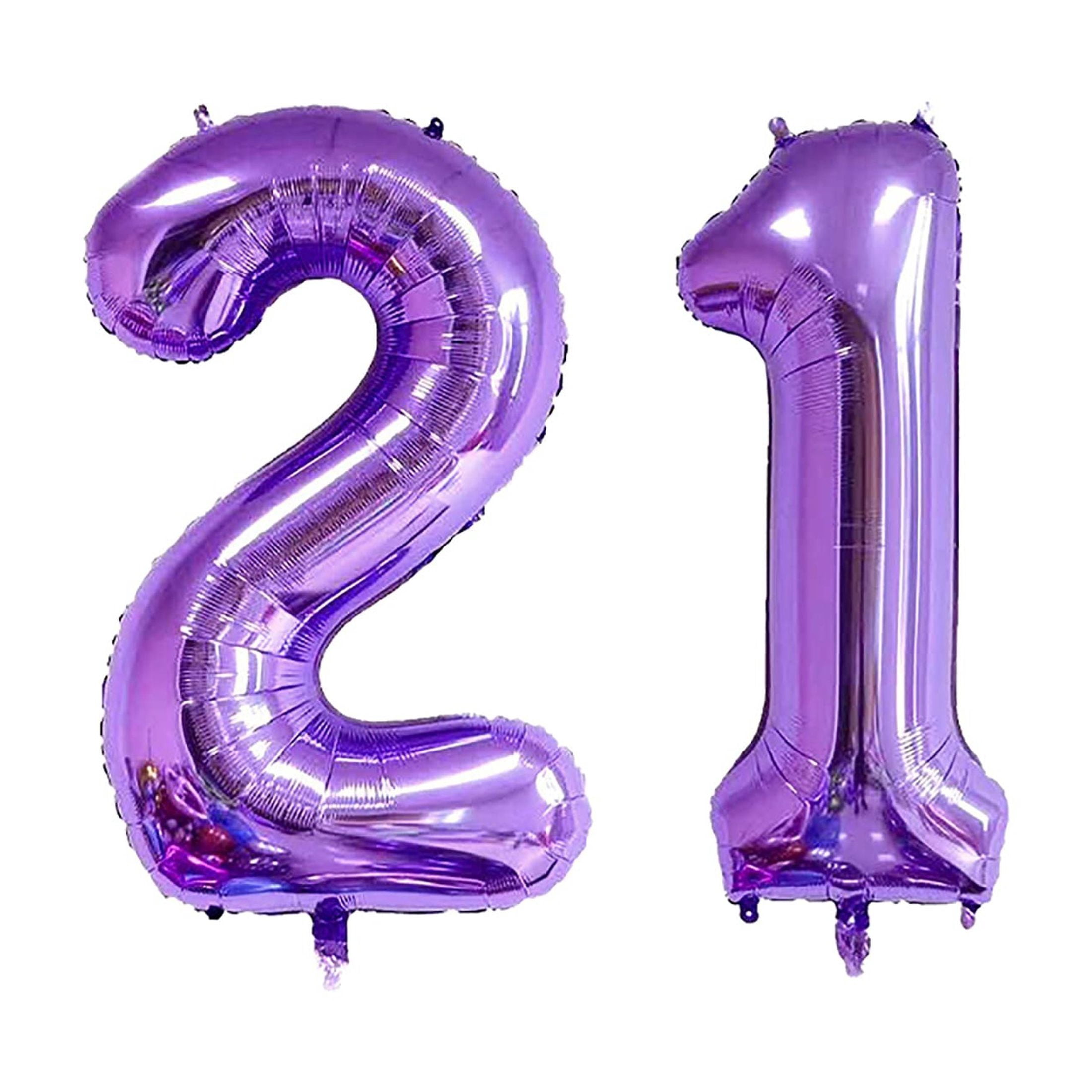 Giant Digital Number 21 Balloons - Jumbo 32" Birthday Balloons for ...