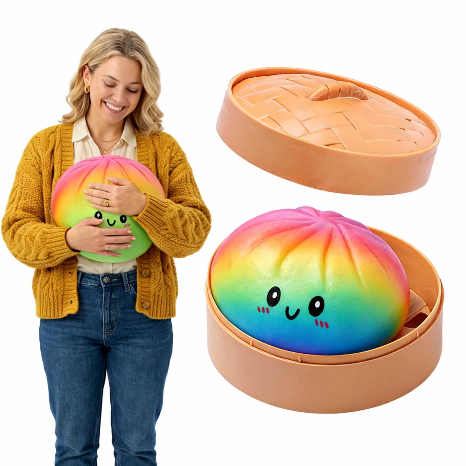 Giant Dumpling Squishies for Adults, Jumbo Squishies Cheese Stress Ball ...