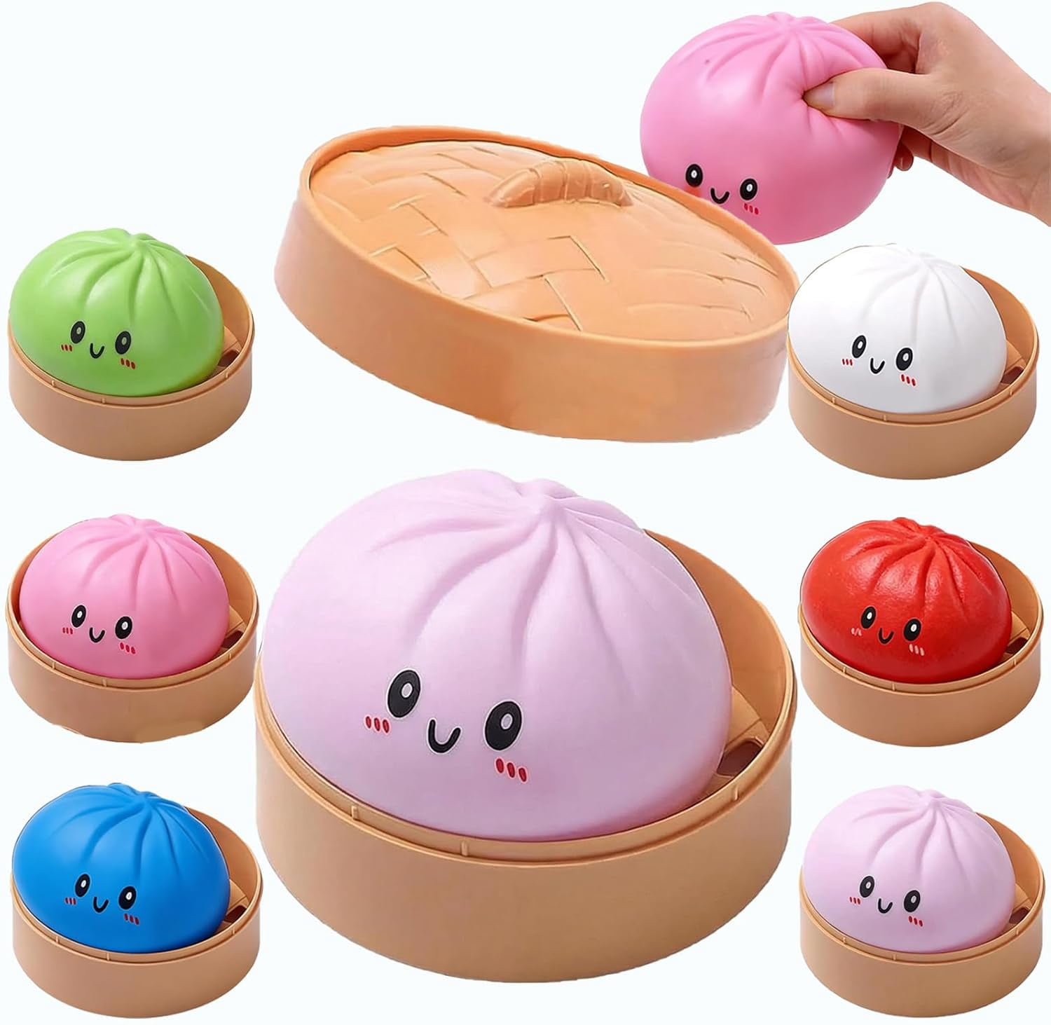 Giant Dumpling Squishy 4 Inch Jumbo Dumpling Stress Ball Rainbow