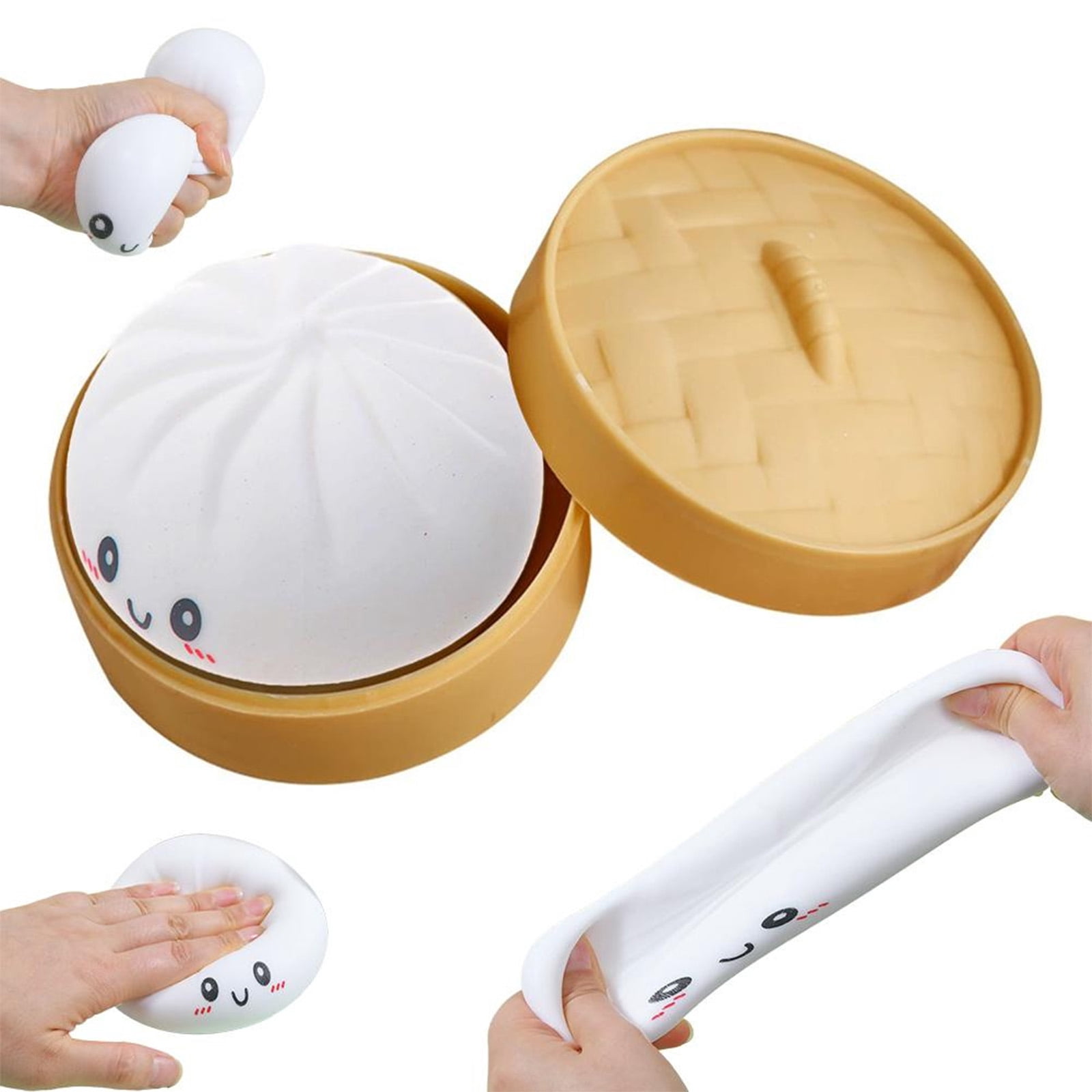 Giant Dumpling Squishy Stress Relief Toy with Steamer Box, Soft Jumbo ...