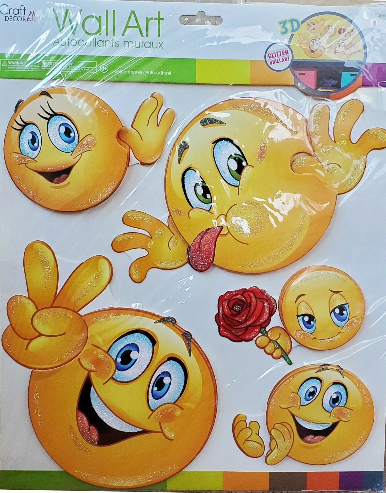 Giant Emoji Stickers Emoji Party Supplies Classroom Decorations 3D Wall ...