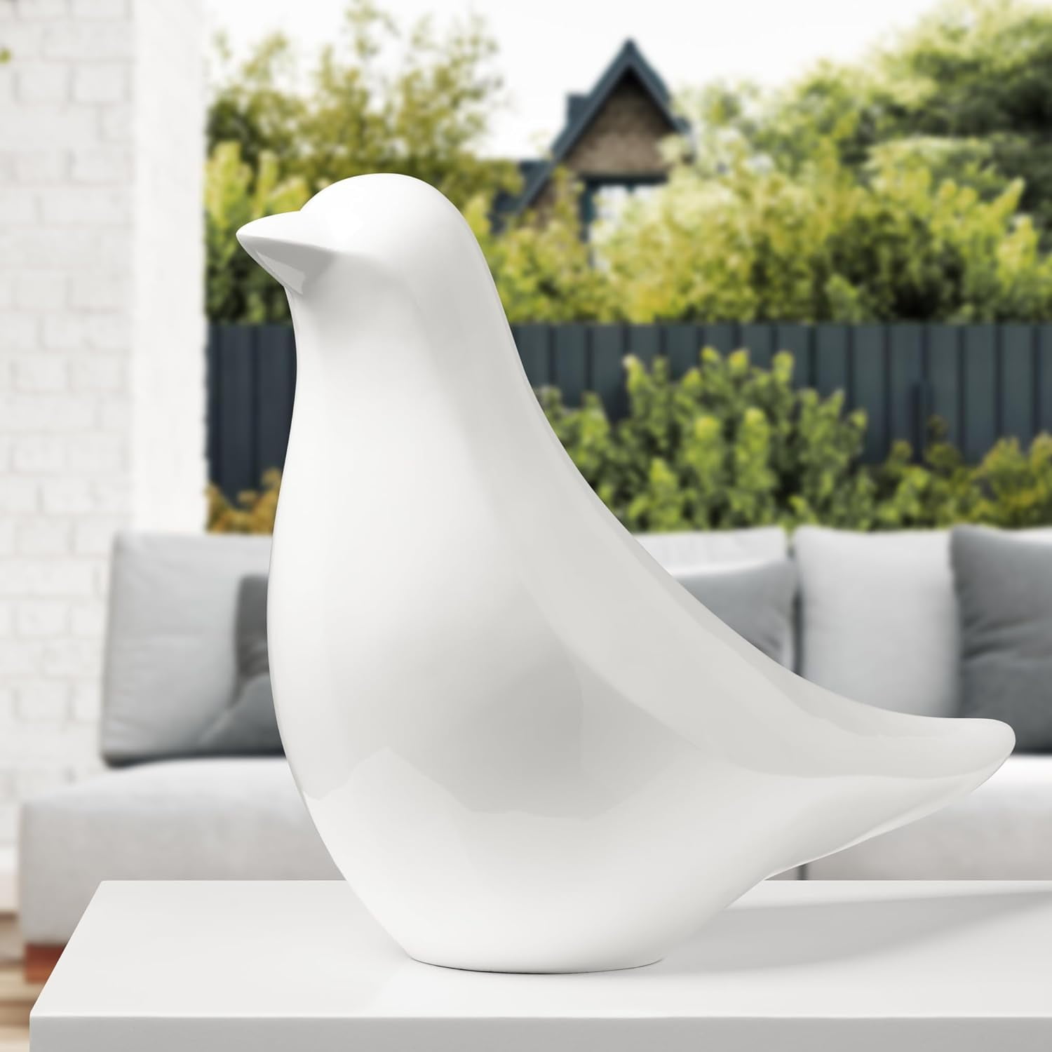 Giant Gloss White Finch - 22x14 Large Statue as Home Centerpiece ...