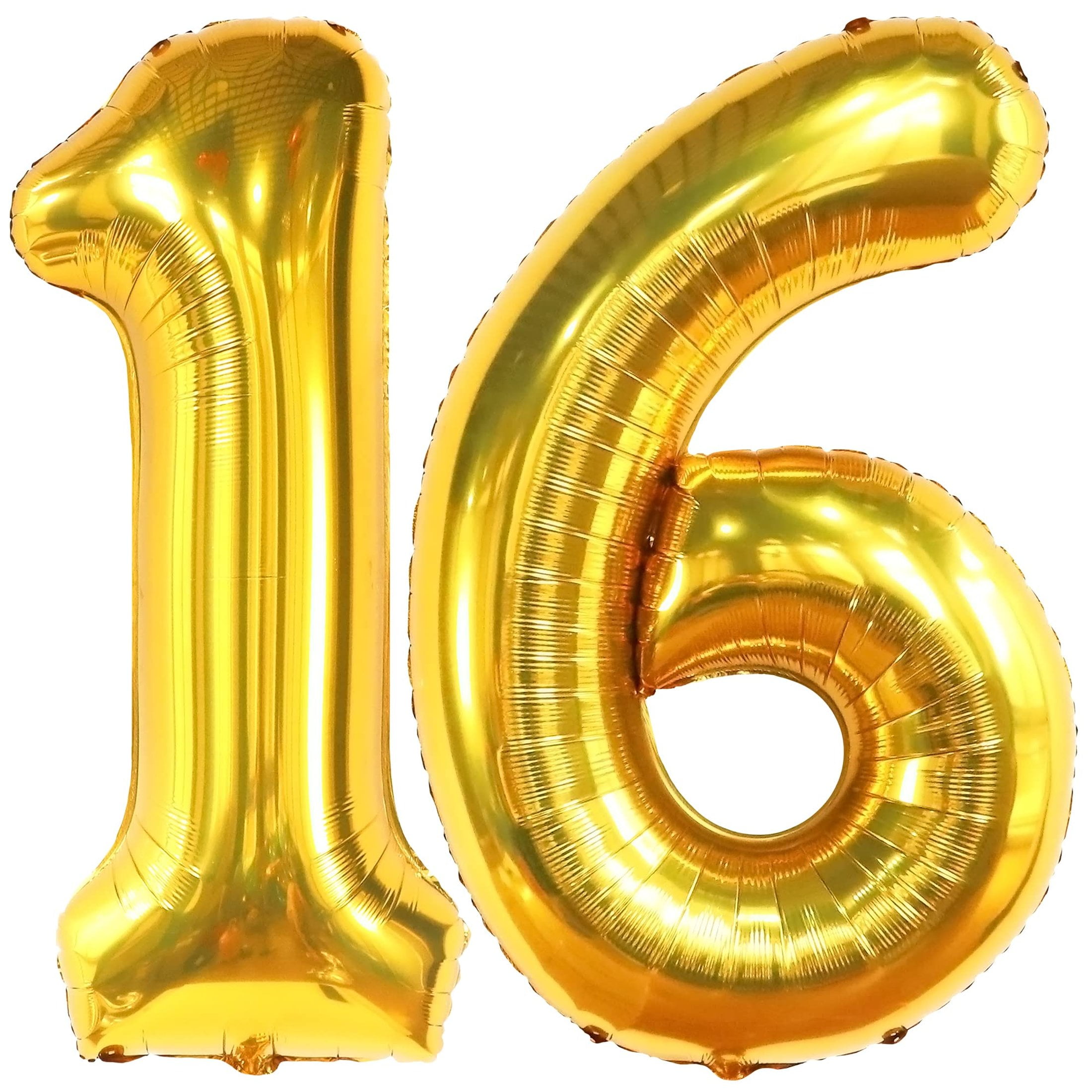 Giant Gold 16 Balloon Numbers for Sweet 16 Celebrations, 40 Inch Helium ...