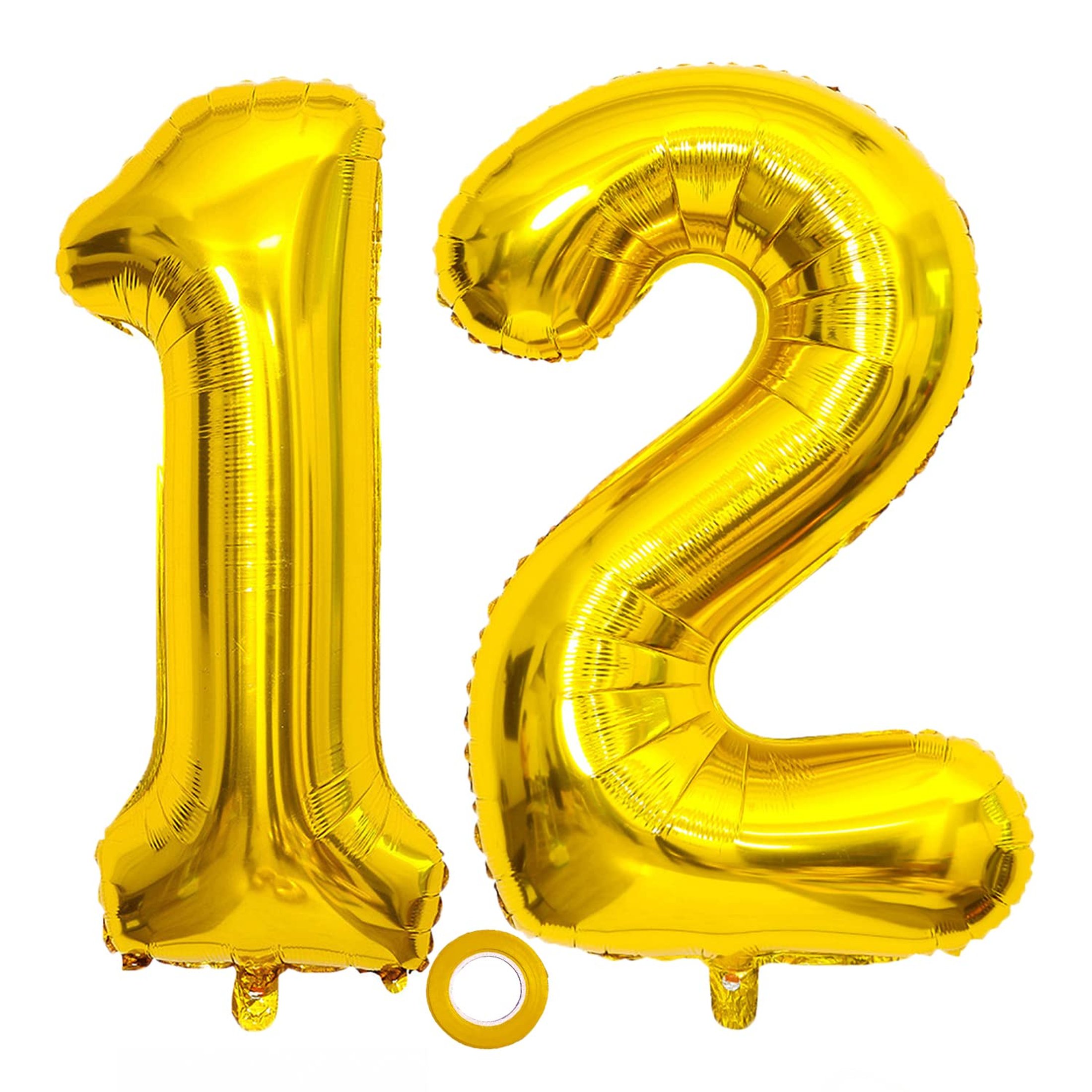 Giant Gold Number 12 Balloon - 32 Inch Digital Balloon for 12th ...