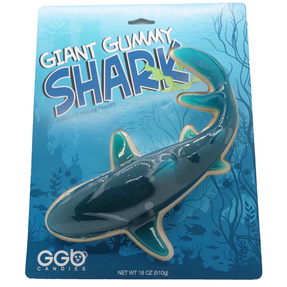 "Giant Gummy Shark Candy, 18 oz, Blue Raspberry and Strawberry-Banana ...