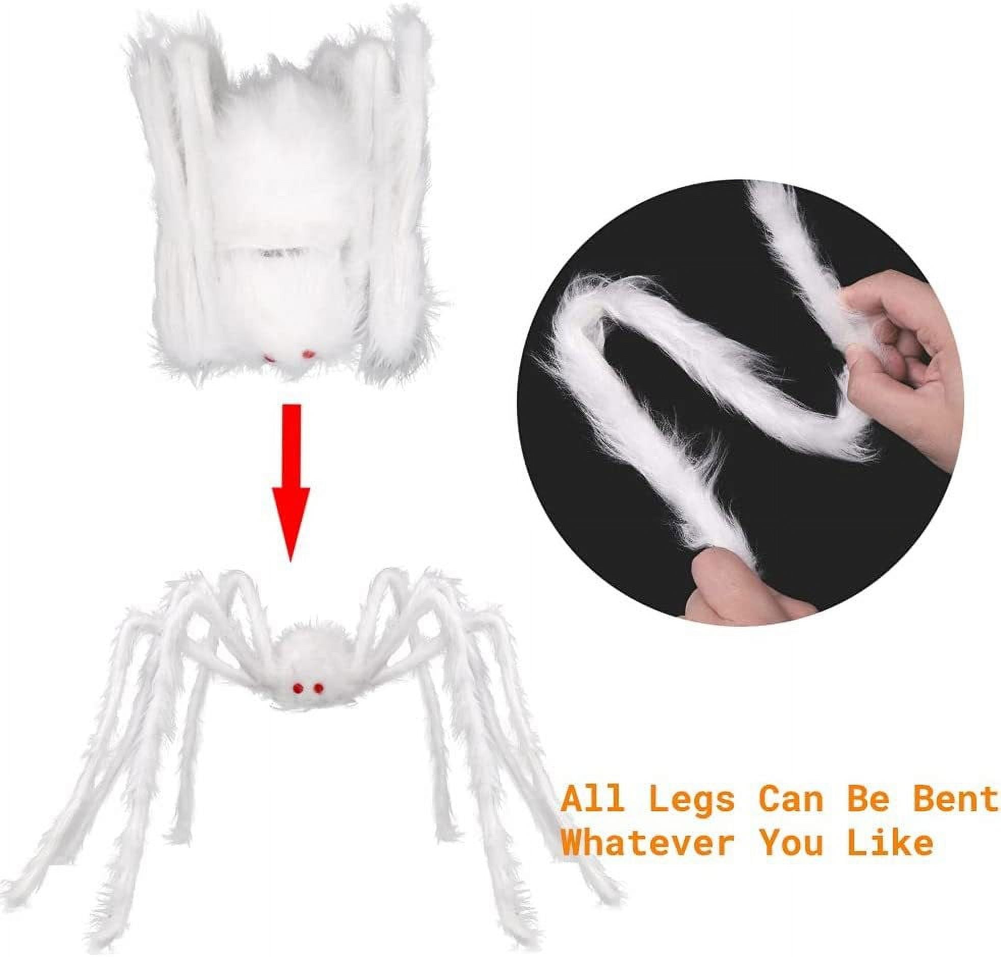 Giant Halloween Hairy Spider,Realistic Scary White Spider Props ...