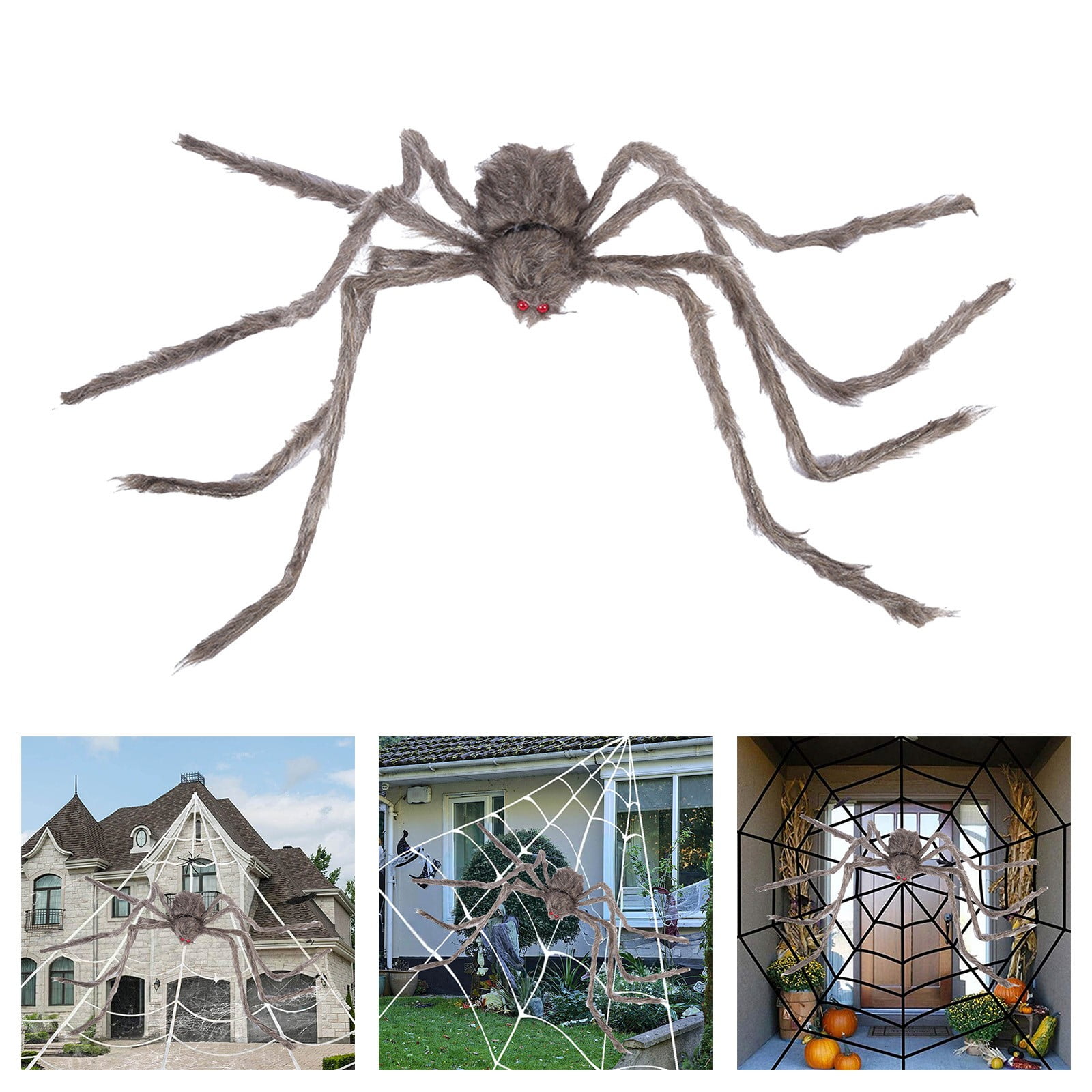 Giant Halloween Spider Decorations Large Scary Fake Hairy Spider Props ...