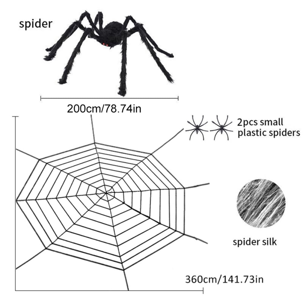Giant Halloween Spider Web Decoration, Halloween Spider with 2 Small ...