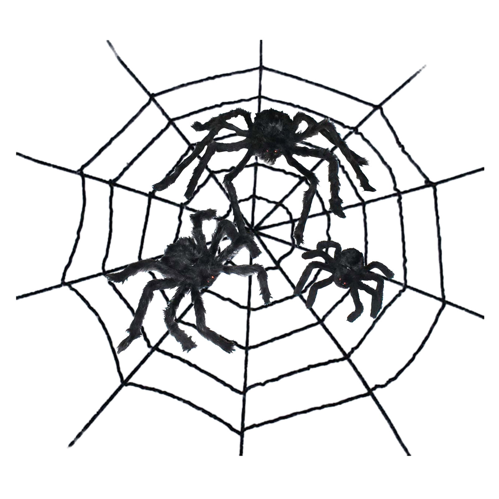 Giant Halloween Spider Web Decoration, Round Fake Cobweb with 3 Spiders ...