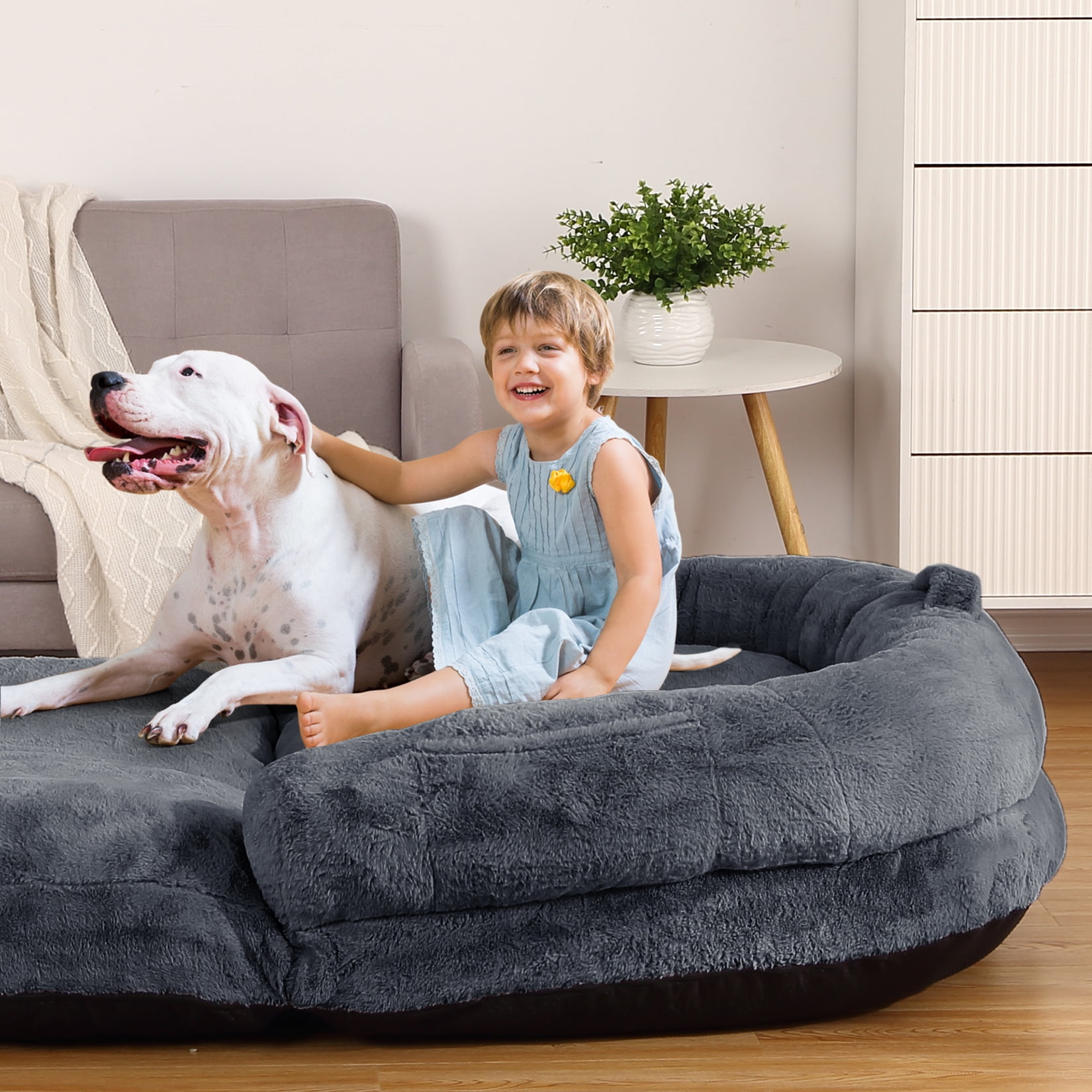 Giant Human Sized Dog Bed 71"x43"x10" Foldable Dog Bed, Washable and ...