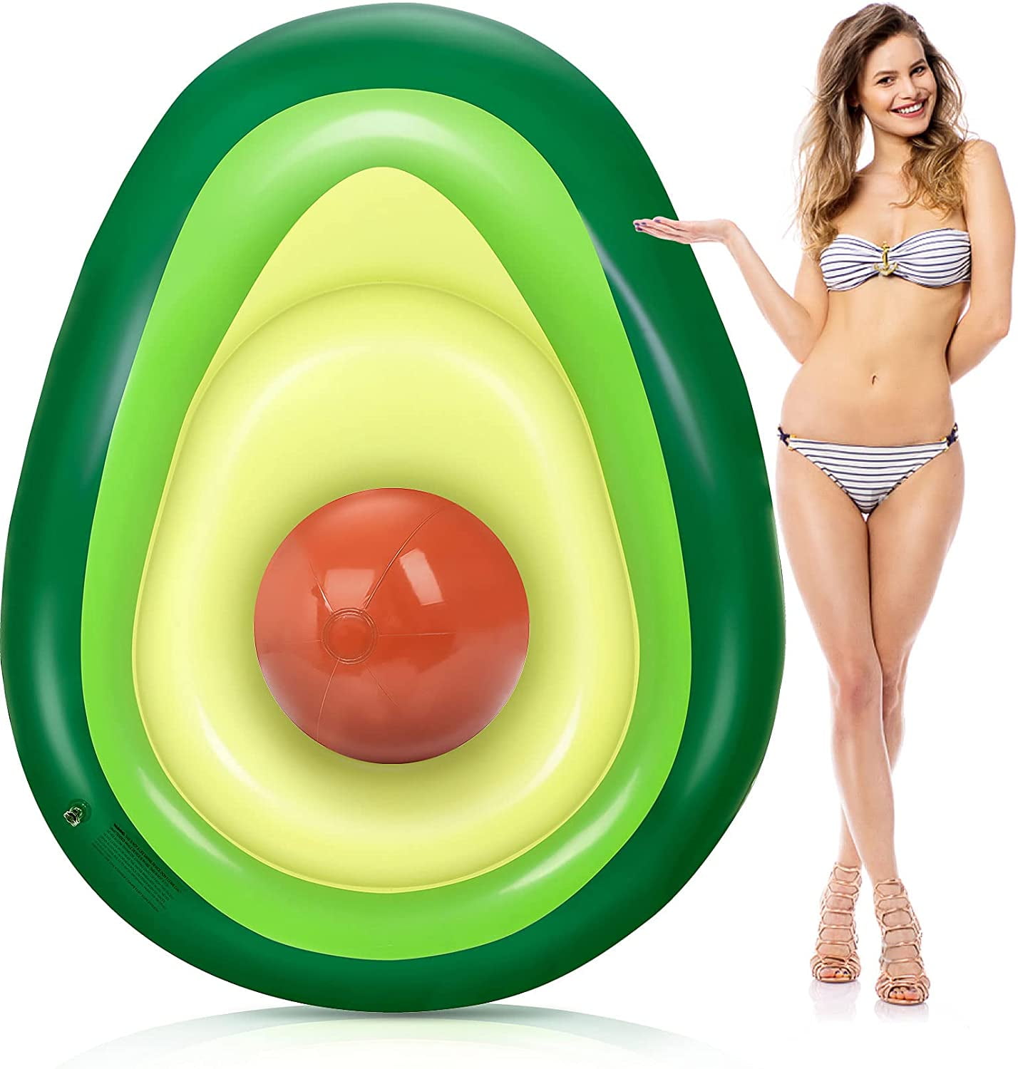 Giant Inflatable Avocado Float, Pool Float with Ball Fun Summer Swimming Pool Ring, Raft Lounge ...