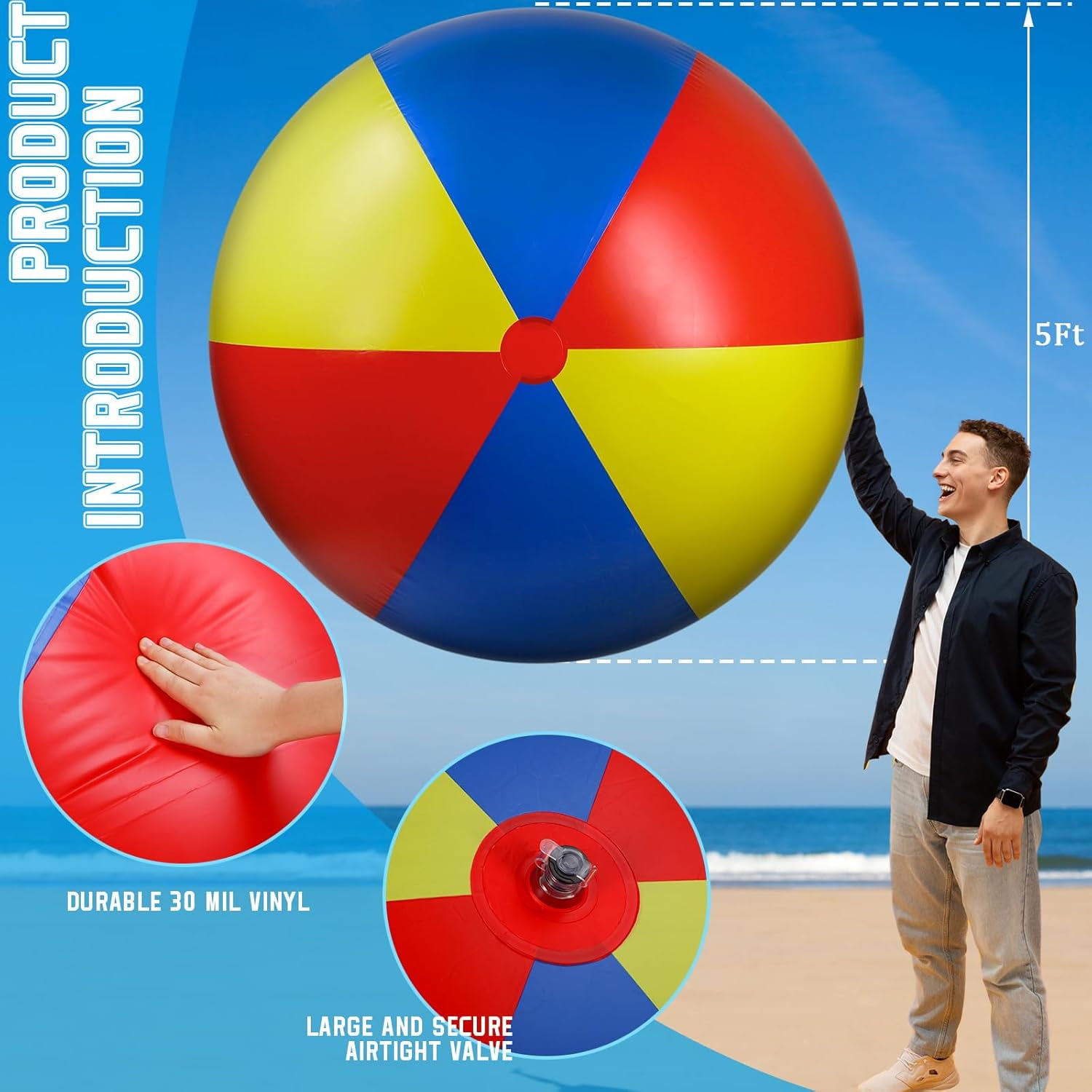 Giant Inflatable Beach Ball Jumbo Rainbow Ball Big Beach Ball Extra ...