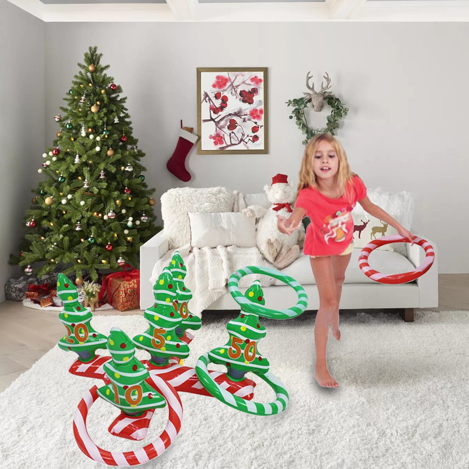 Giant Inflatable Christmas Tree Ring Toss Party Game Toys Kids Adults Family Stocking Stuffers ...