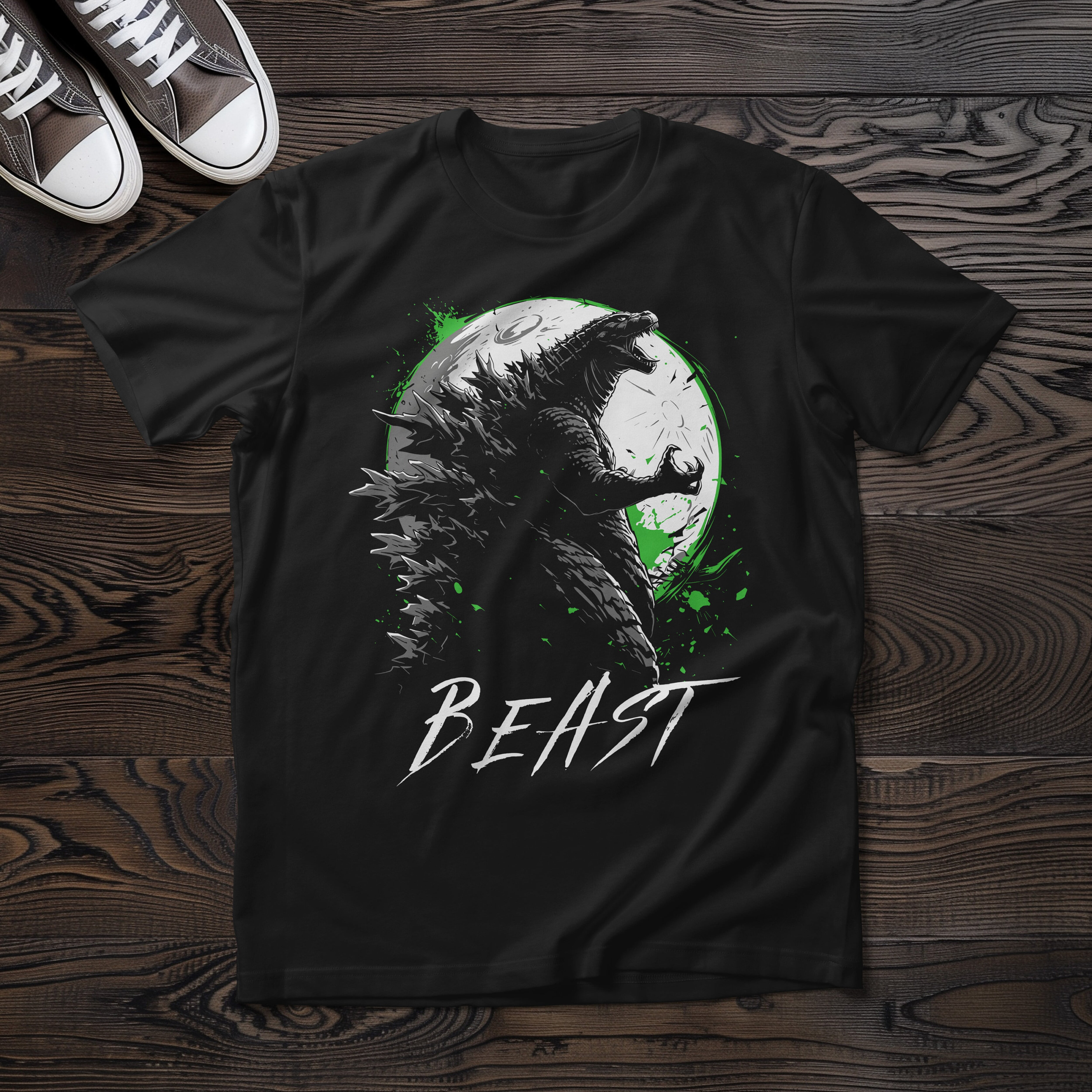 Giant Kaiju Howling Beast T-Shirt, Vintage Japanese Tee, Trendy Graphic ...