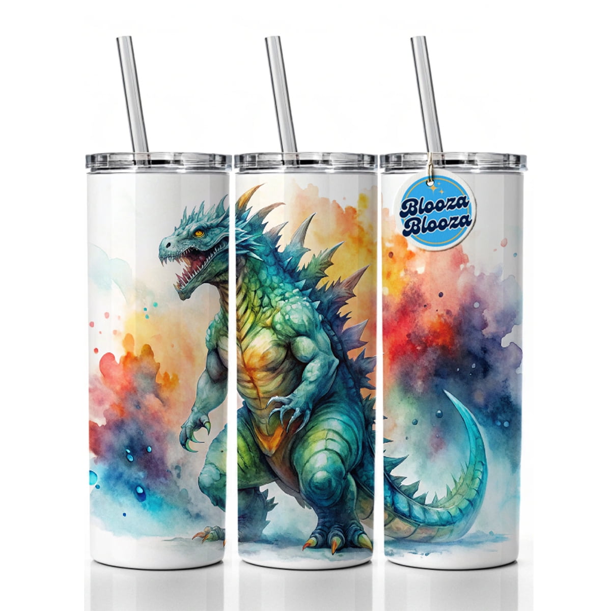 Giant Kaiju Monster Watercolor 20oz Insulated Water Bottle Skinny ...