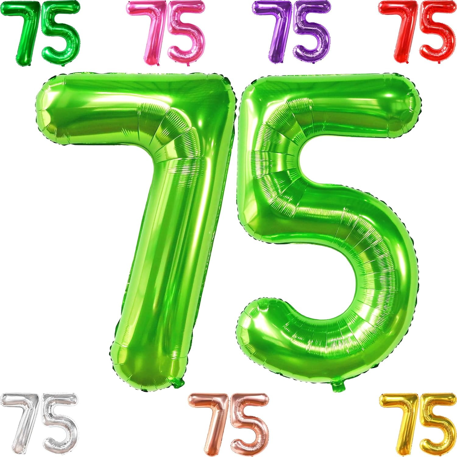 , Giant Light Green 75 Balloon Numbers - 40 Inch | Light Green 75th ...