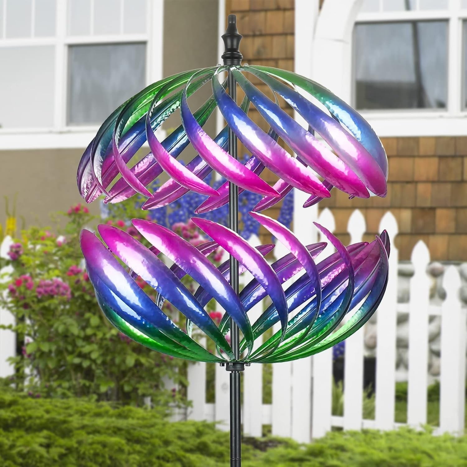Giant Metallic Colored Jupiter Two-Way Counter Motion Garden Wind ...