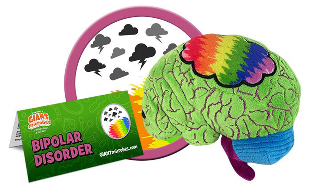 Giant Microbes Bipolar Plush Toy – Stuffed Brain with Mood Clouds ...