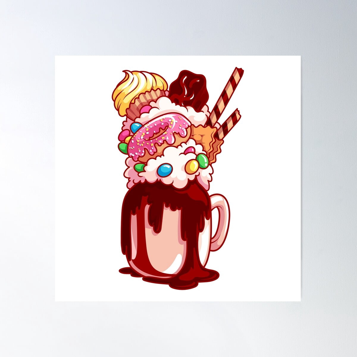 Giant Milkshake With Muffin, Donut, Chocolate And Candies. Poster Wall ...