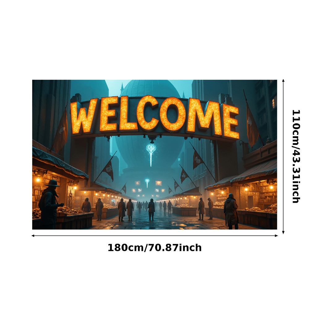 Giant Neon Welcome Banner Party Backdrop Background for Festival ...