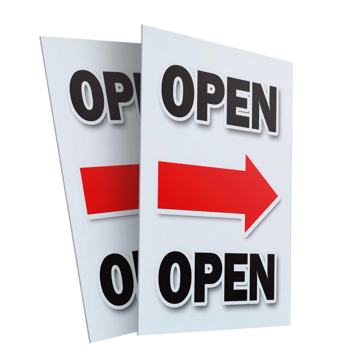 Giant Open With Arrow (2-PACK) 24" x 36" Plastic Signs | Sign Insert ...