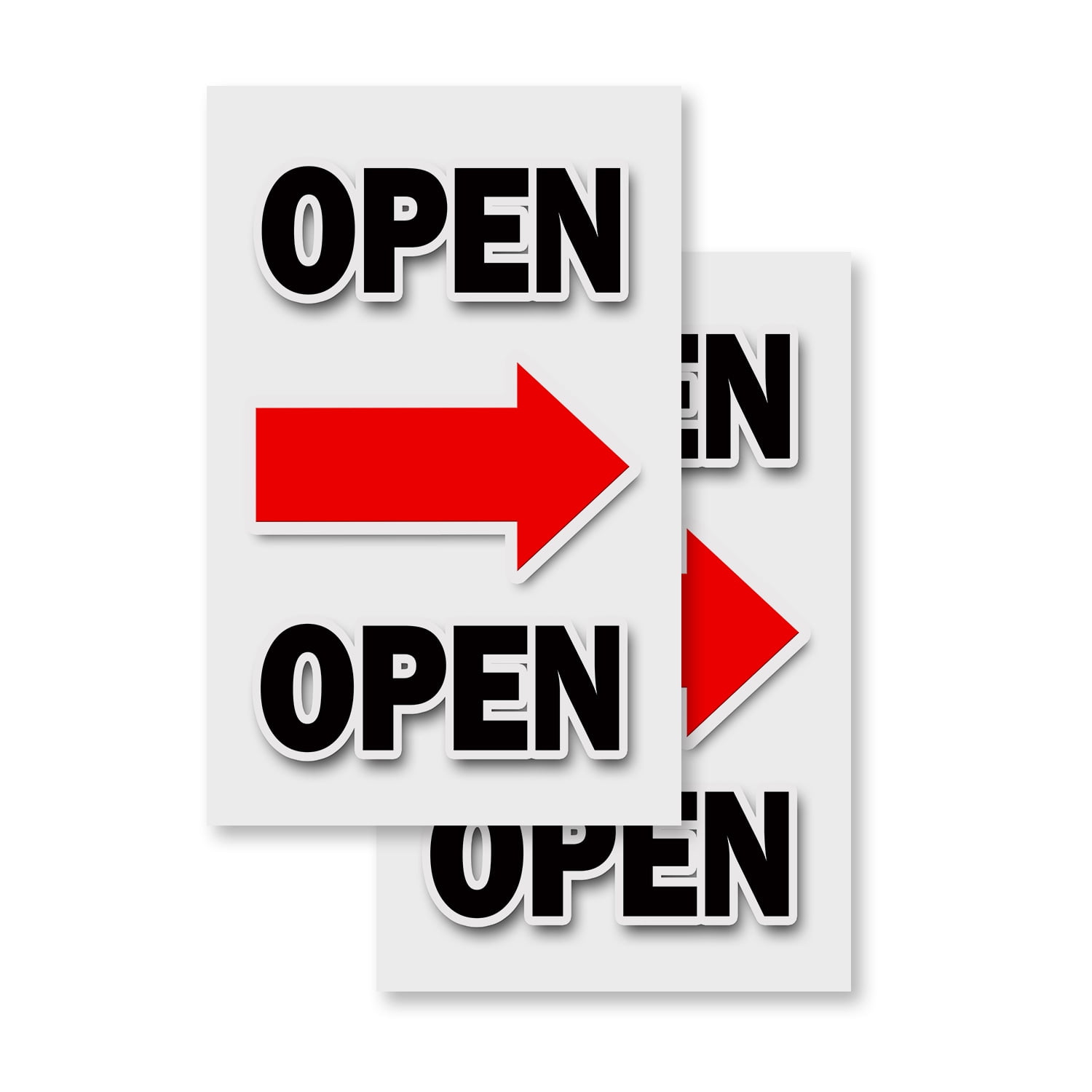 Giant Open With Arrow (2-PACK) 24" x 36" Vinyl Decals | Sign Insert ...