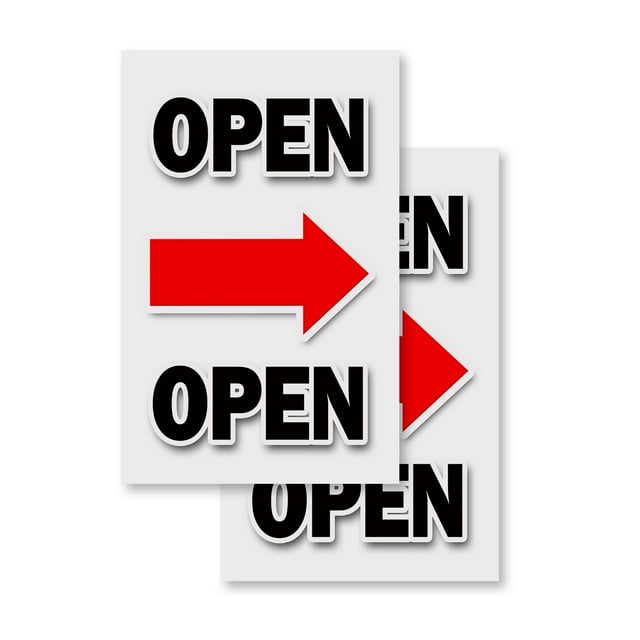 Giant Open With Arrow (2-PACK) 24" x 36" Vinyl Decals | Sign Insert ...