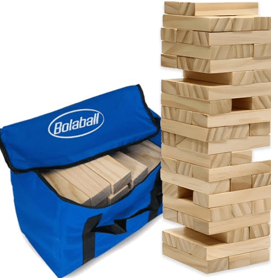 Giant Outdoor Game Set - 45 Tumbling Blocks, 28 Dominoes & 6 Dice for ...