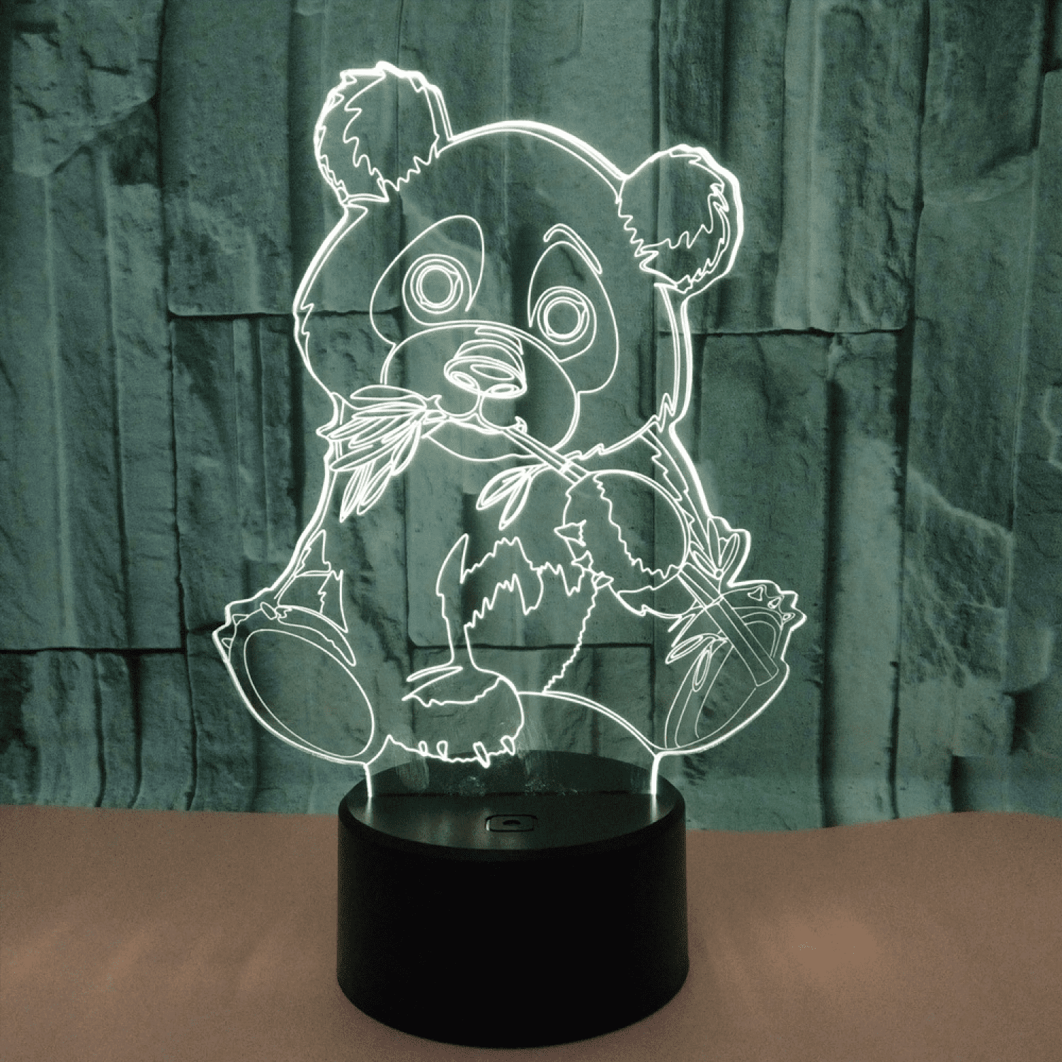 Giant Panda Bear 3D Illusion Lamps 7 Color Changing Touch Table Desk ...
